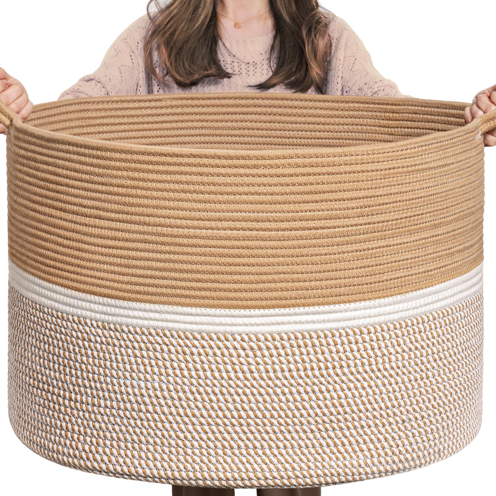 Amazon.com: CHICVITA XXL Extra Large Cotton Rope Woven Basket, Throw ...