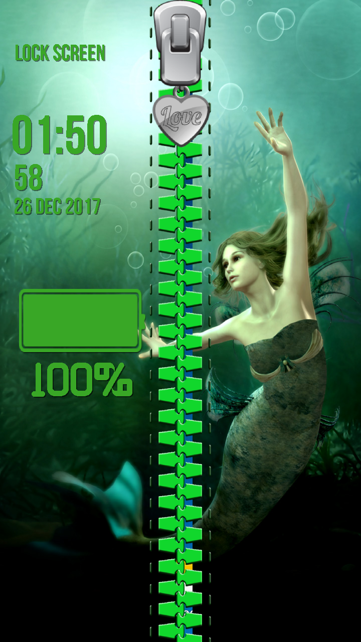 Mermaid Zipper Lock Screen - App on Amazon Appstore