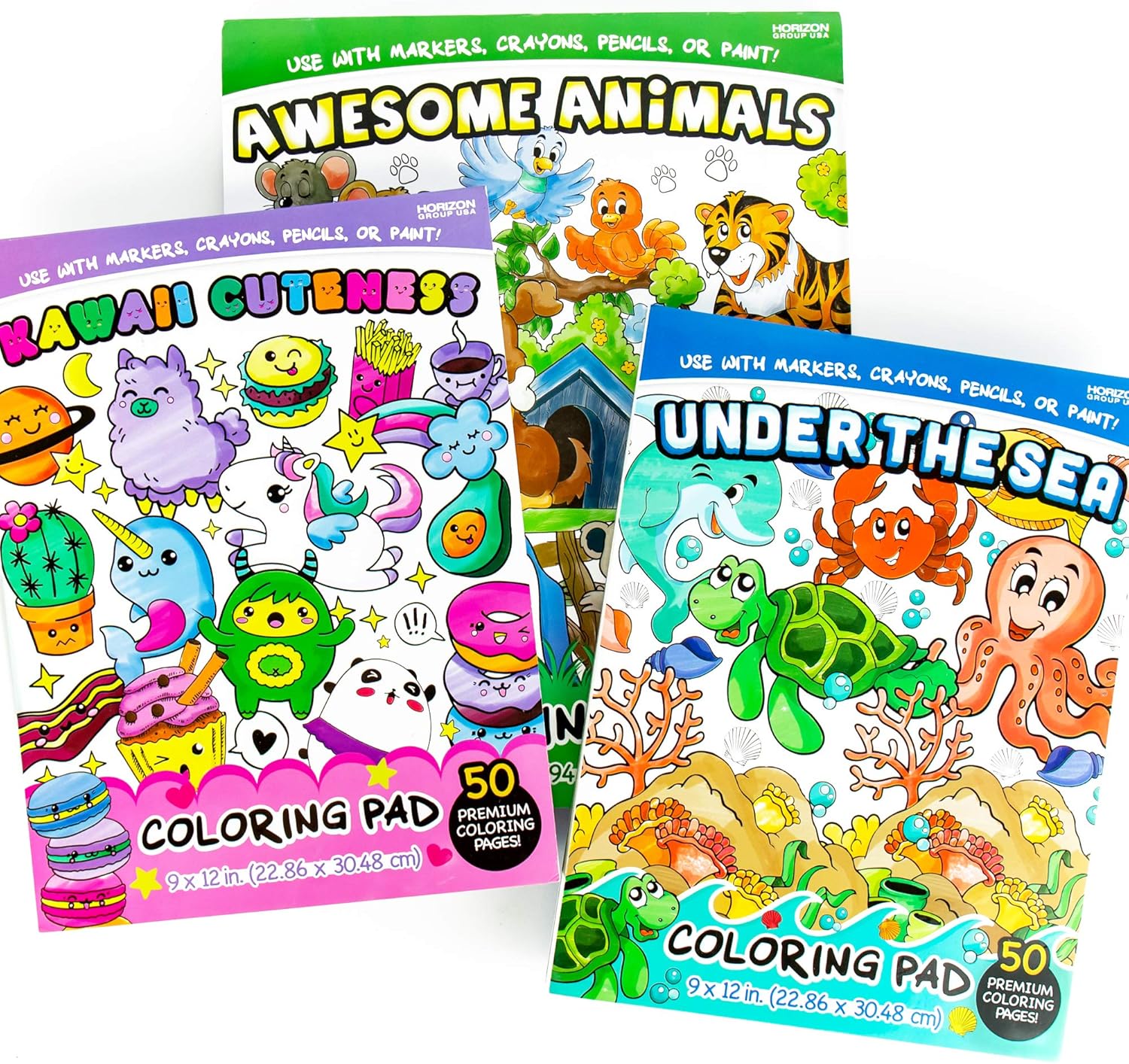 Amazon.com: Horizon Group USA Coloring Pads Bundle Pack, Includes 3 ...