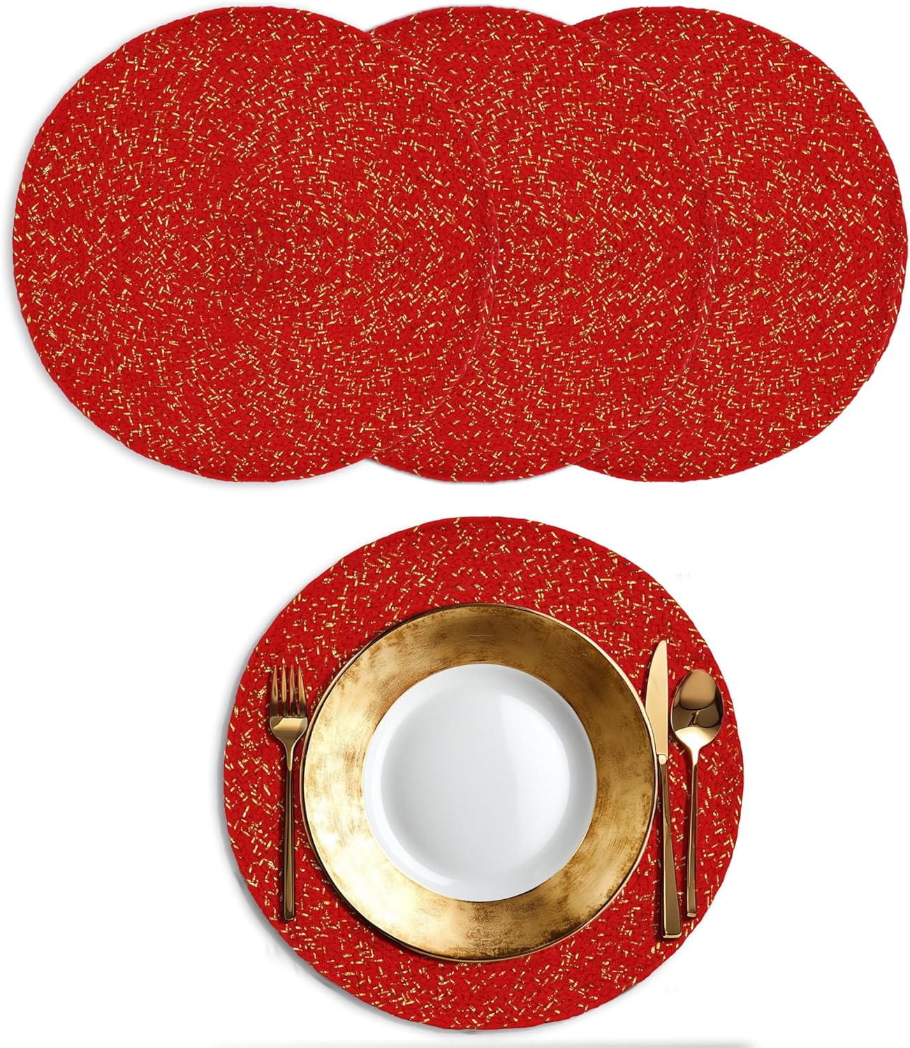 Amazon.com: COTTON CRAFT Glitz Handmade Charger Placemats - Set of 4 ...
