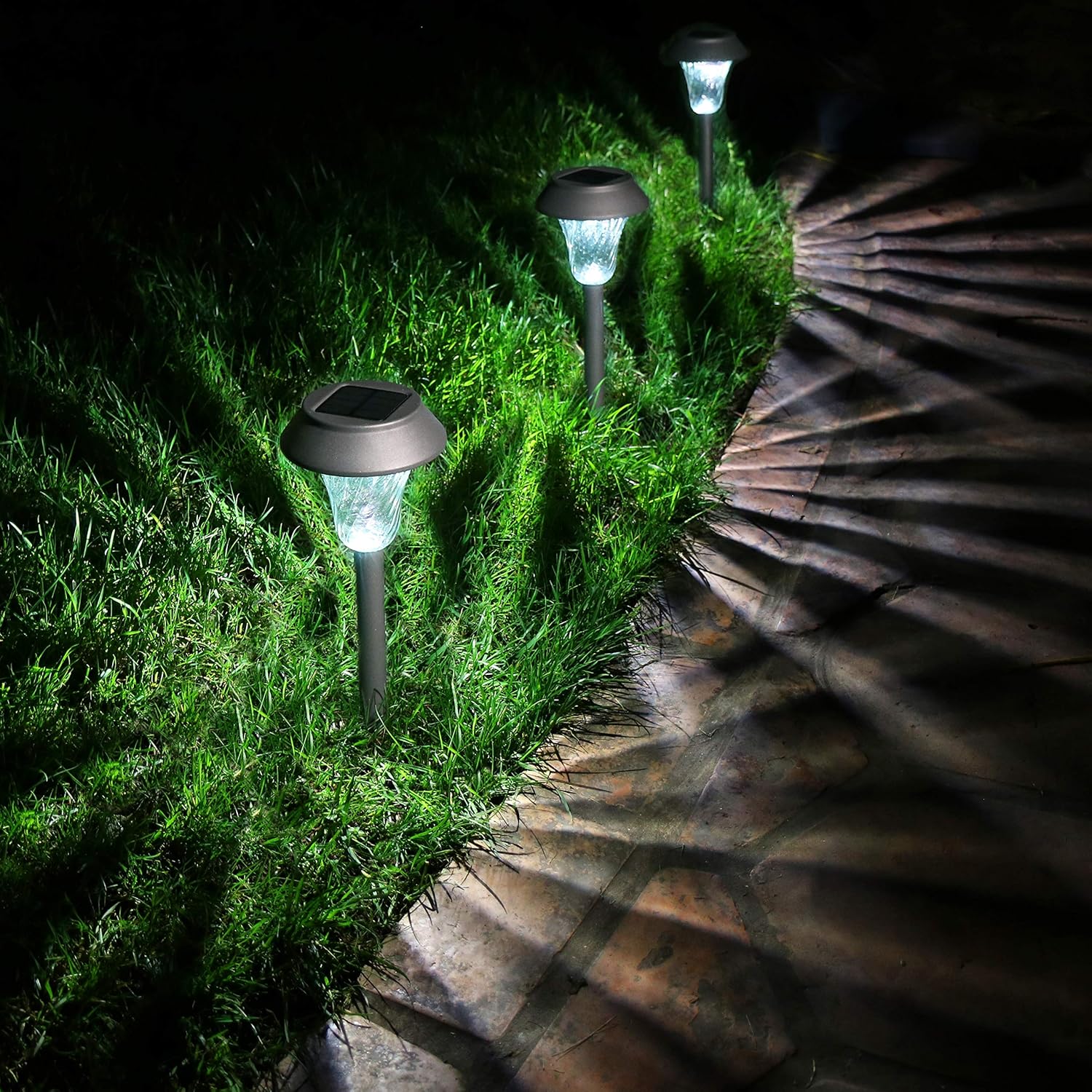 Enchanted Spaces Gray Solar Path Light, Set of 6, with Glass Lens ...