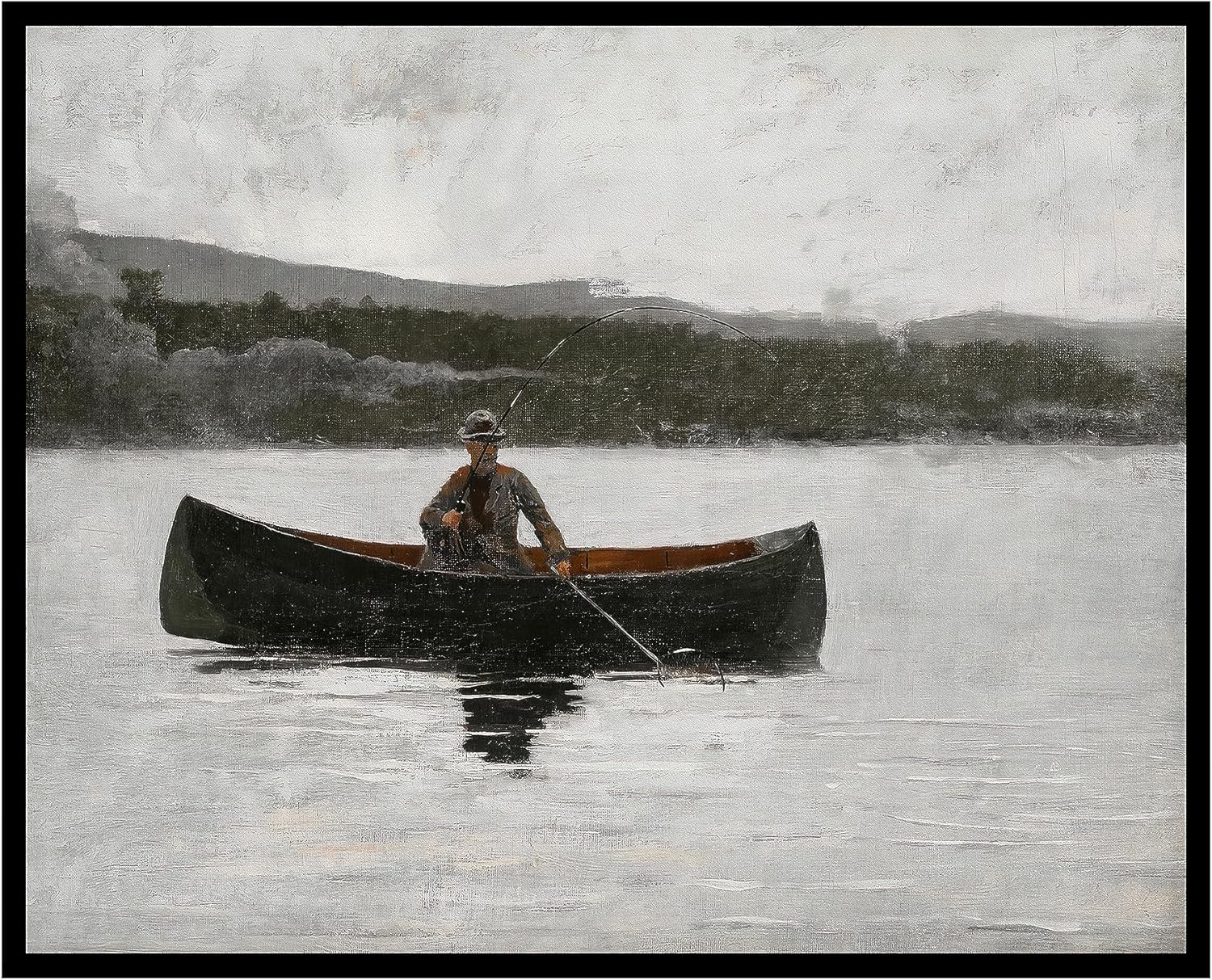 Amazon.com: Poster Master Vintage Fishing Poster - Retro Man On Canoe ...
