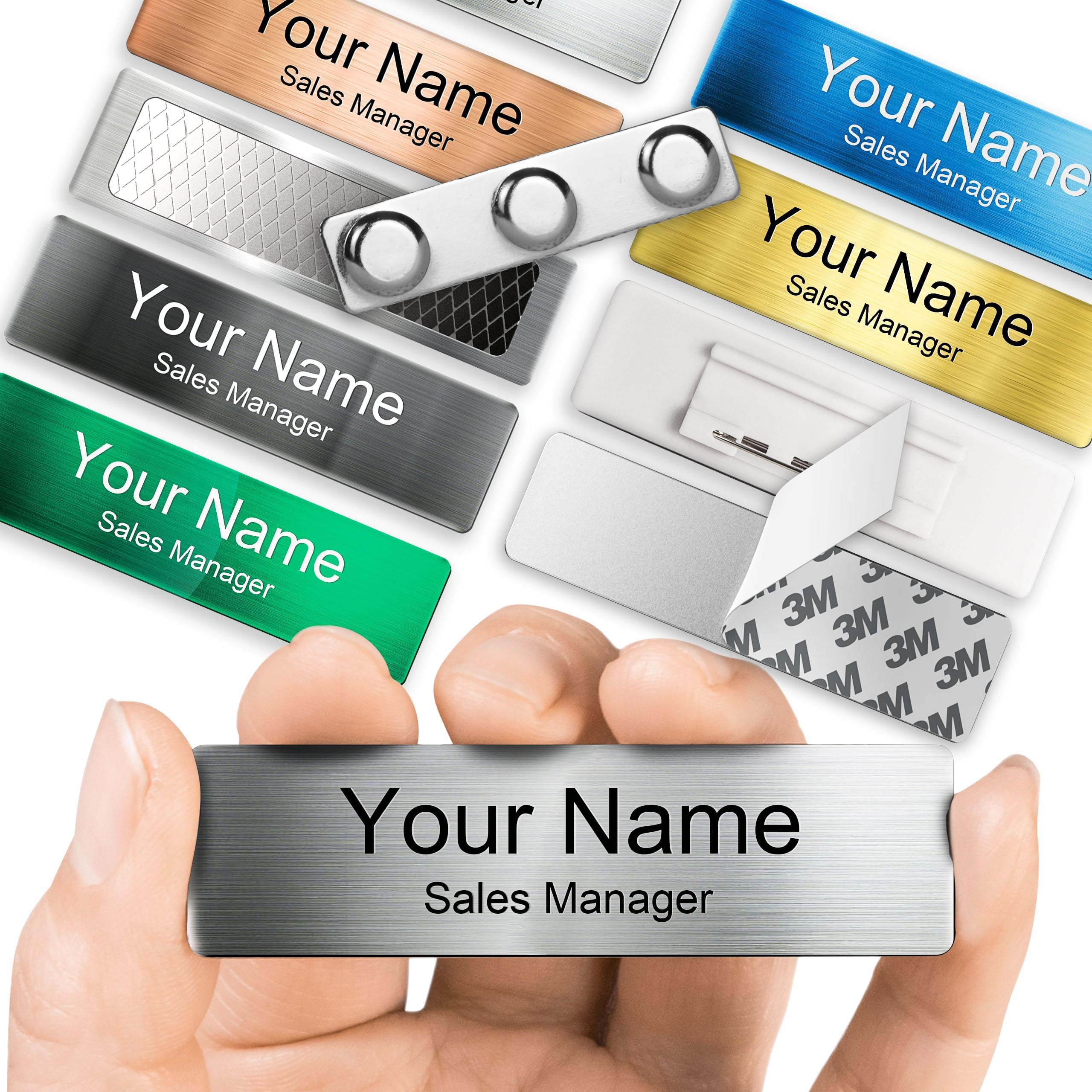 Amazon.com : Custom Engraved Name Tag Badges | Magnet or Pin Backing ...