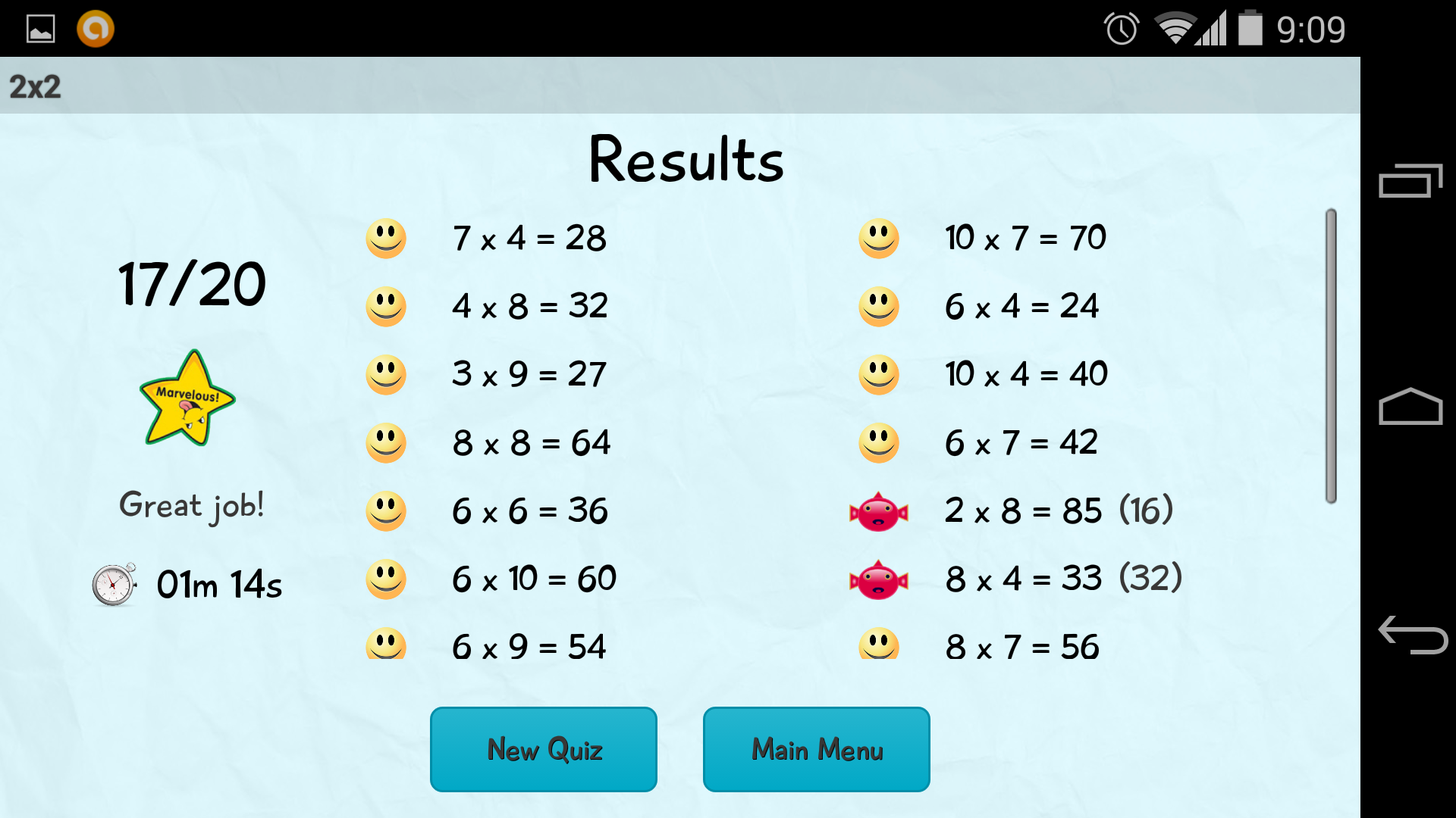 2x2 Easy Multiplication Tables Full:Amazon.com:Appstore for Android