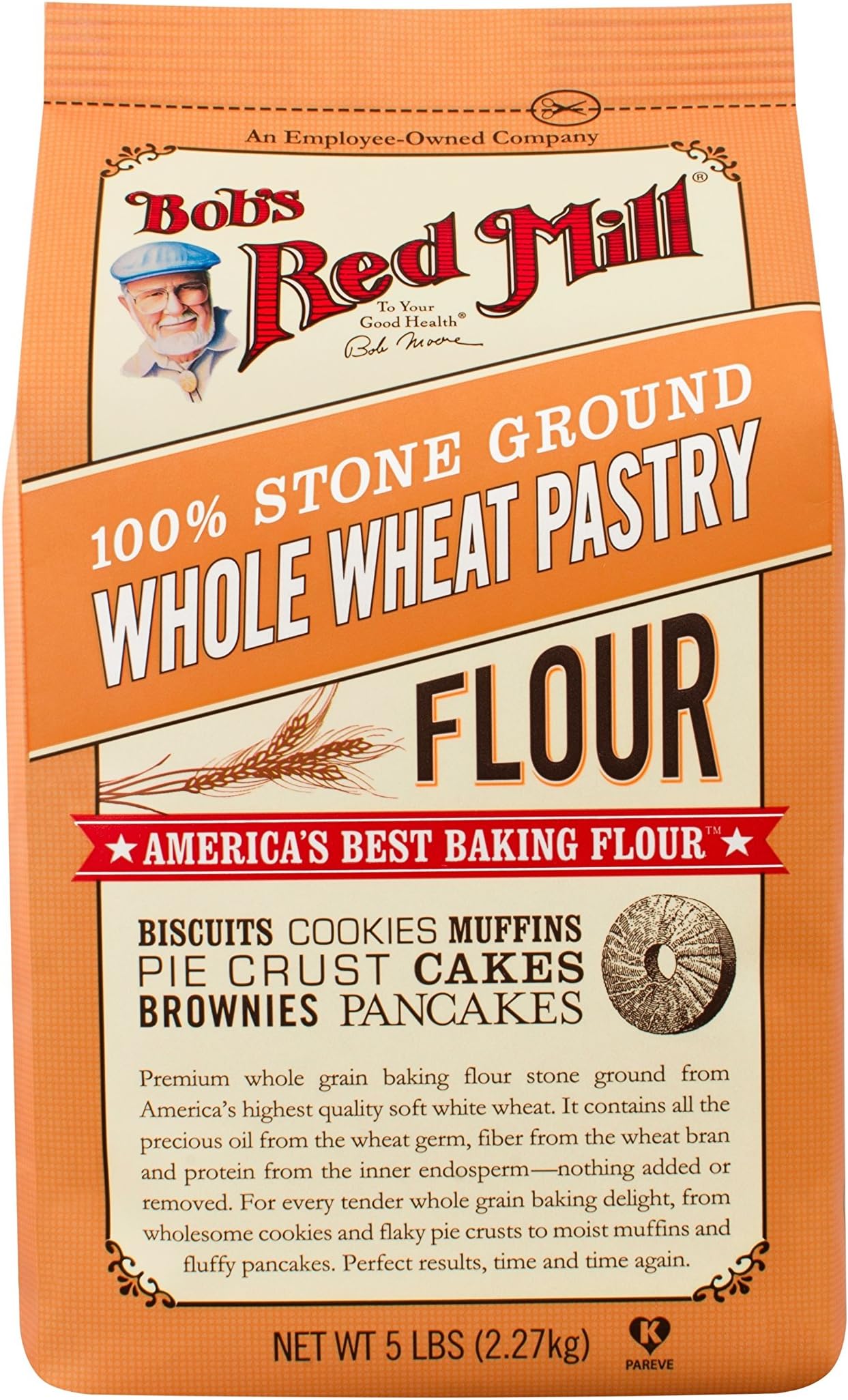 Amazon.com : Bob's Red Mill, Organic Pastry Flour, Whole Wheat, 5 lb ...