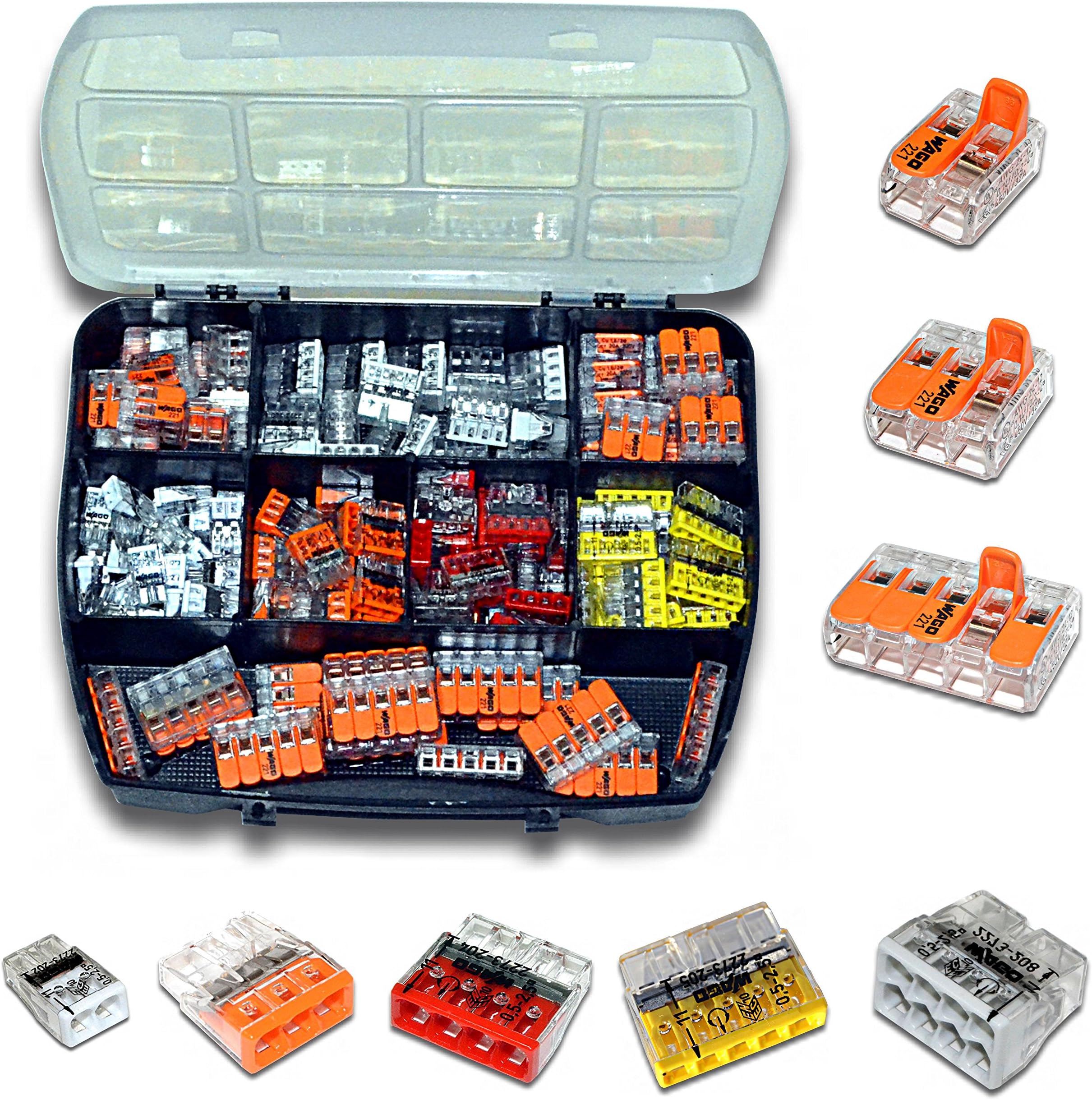 intervisio Sortimentsbox mit WAGO Klemmen 25 Stück Set Sortiment 10x ...