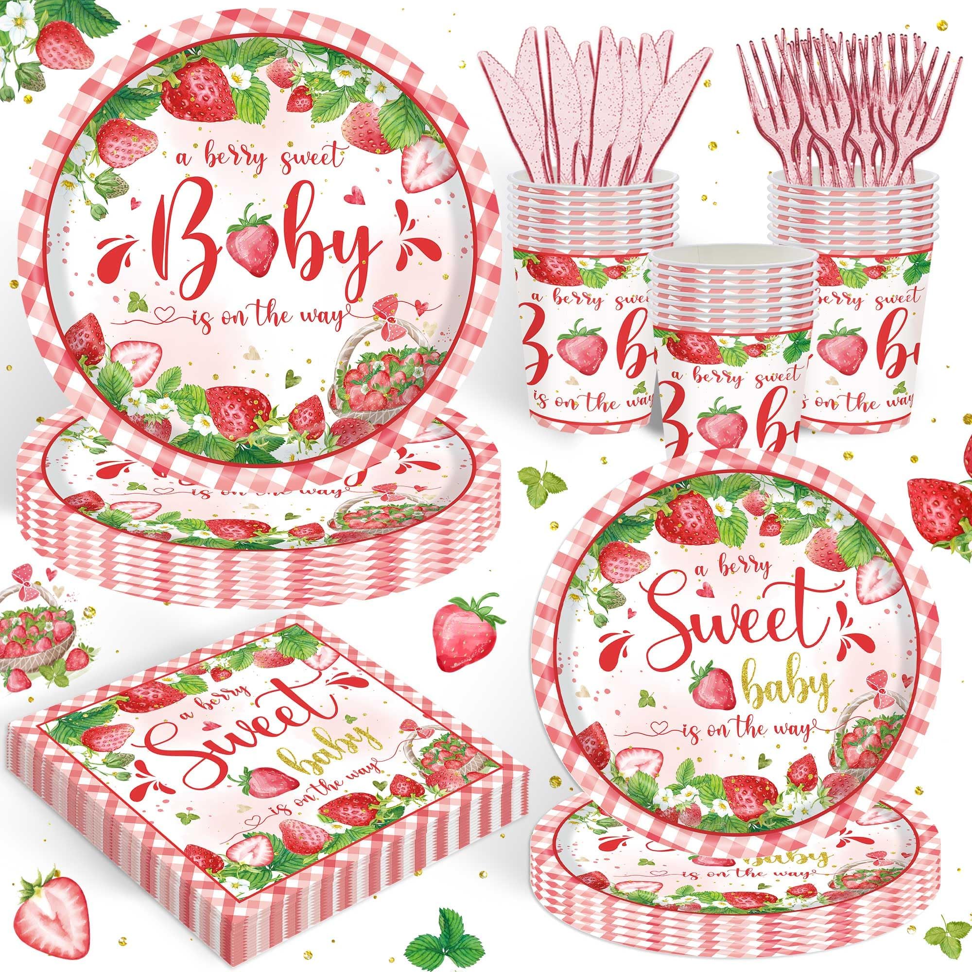Amazon.com: refavor Strawberry Baby Shower Decorations - 96PCS ...