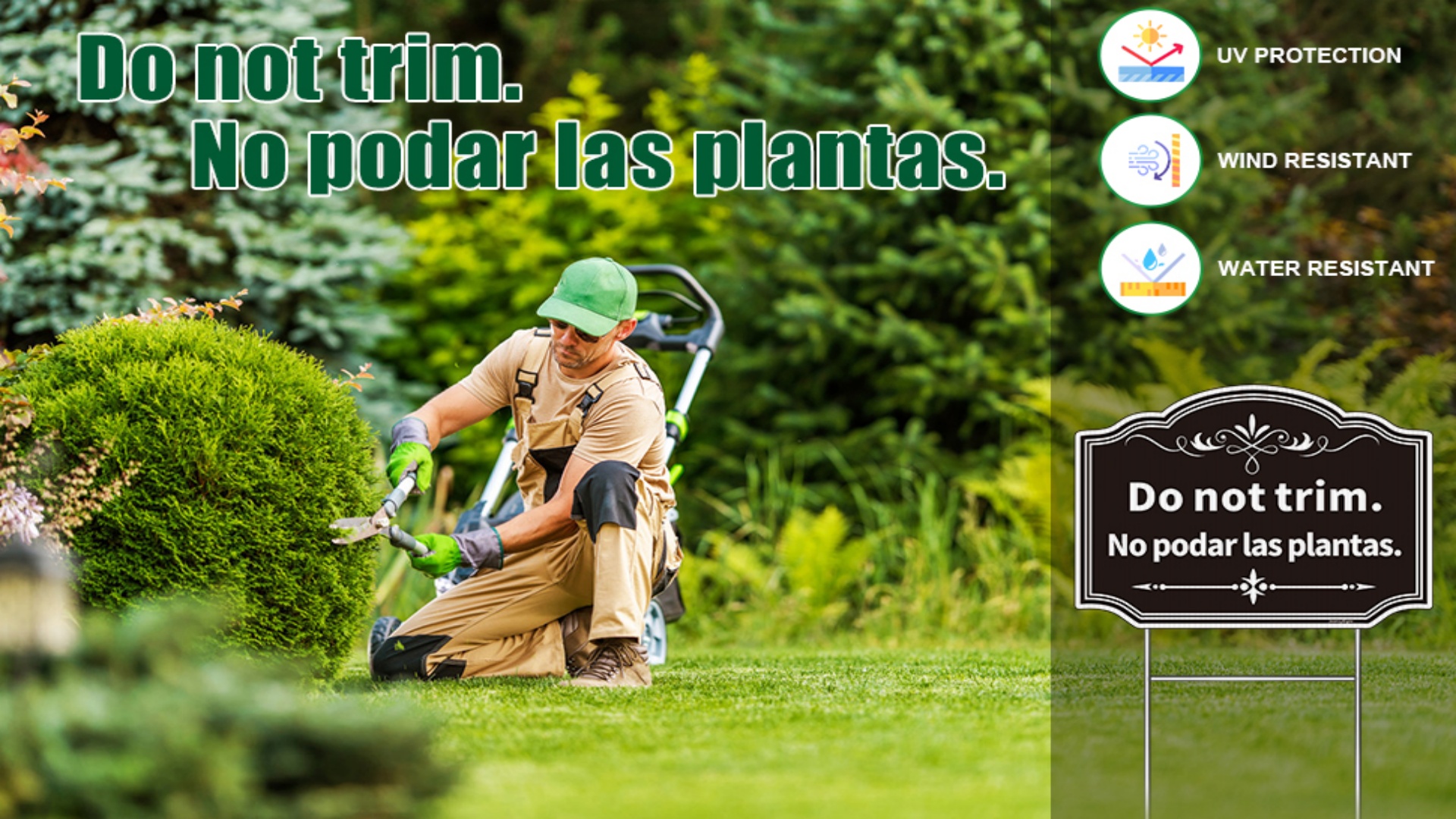 Do Not Mow Sign With Stake Bilingual Plant Sign In English And Spanish ...
