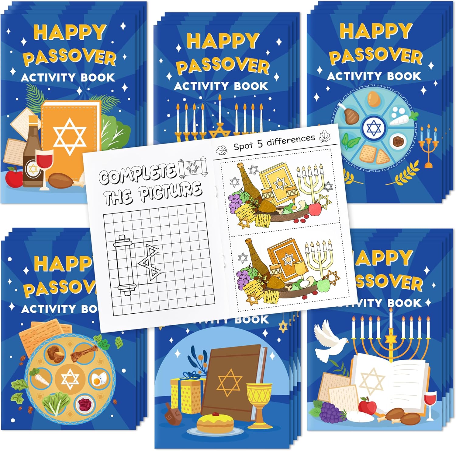 Amazon.com: Passover Activity Books for Kids - 24Pcs Happy Passover ...