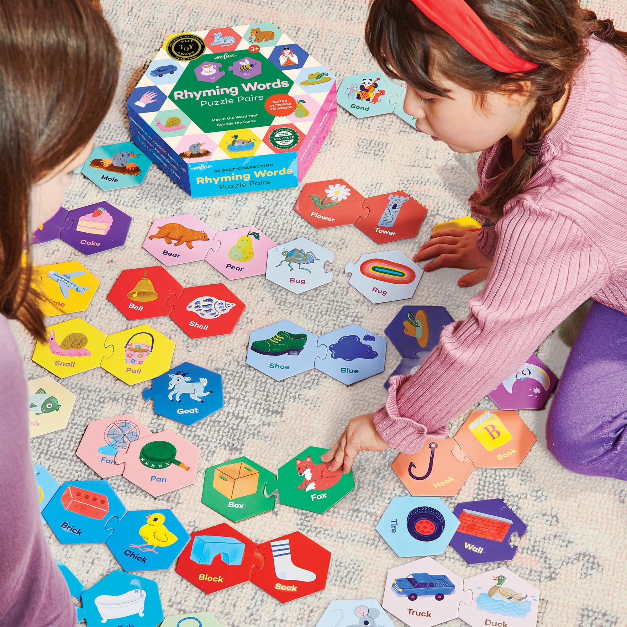 Snapklik.com : eeBoo: Hexagon Puzzle Pairs - Rhyming Words - 33 Hexagon ...