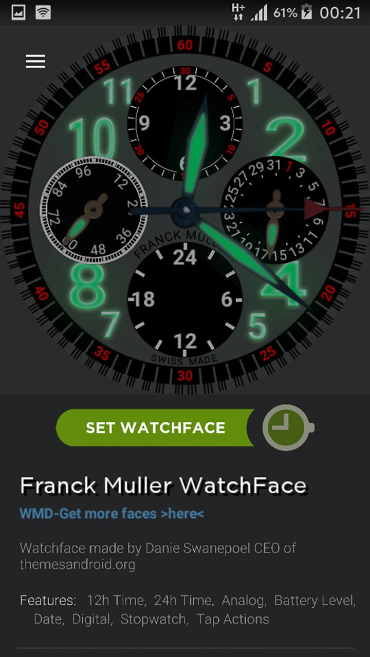 Franck Muller Watch Face Android wear:Amazon.com:Appstore for Android