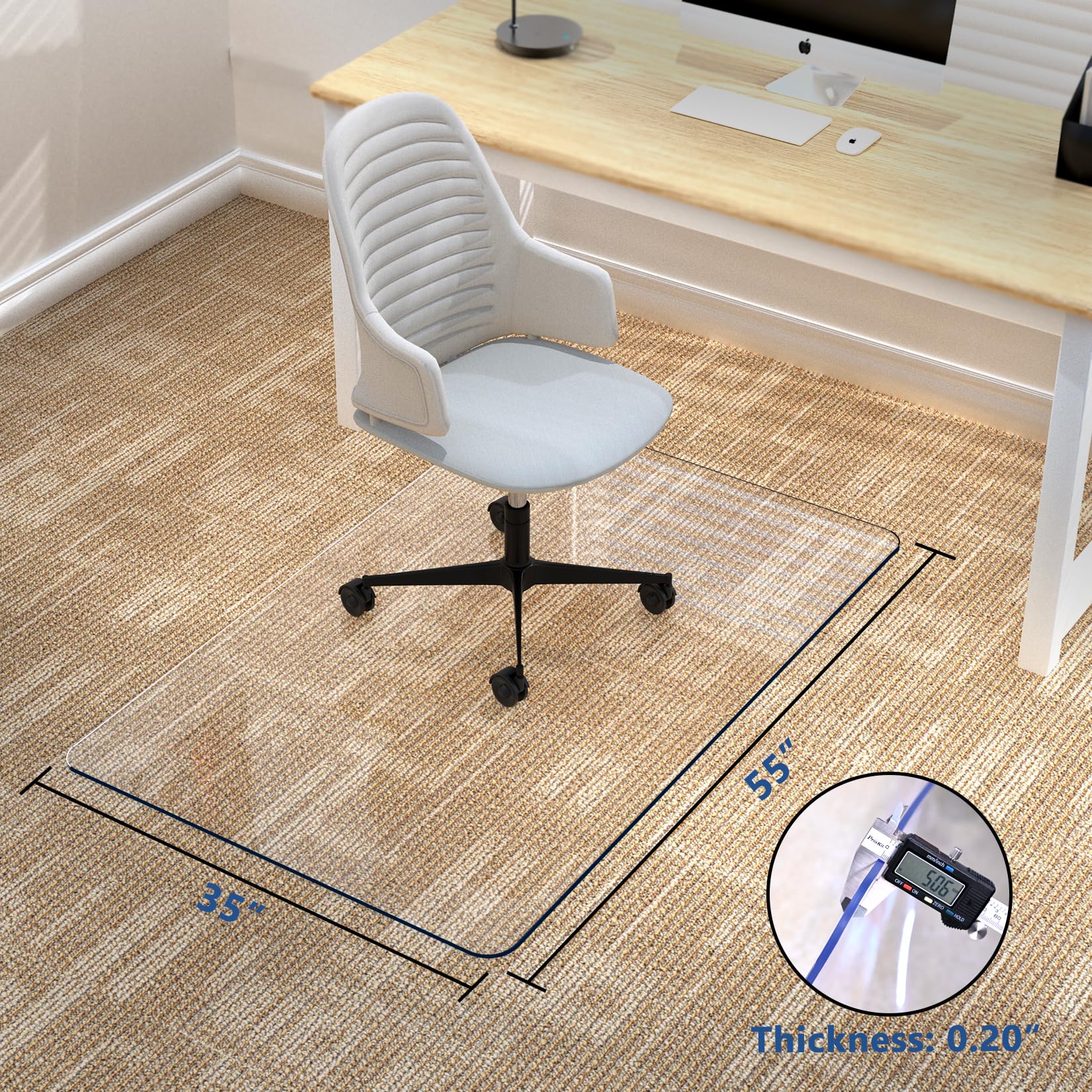Office Chair Mat for Hardwood Floor, 35" x 55" Clear Chair Mats, 1/5 ...