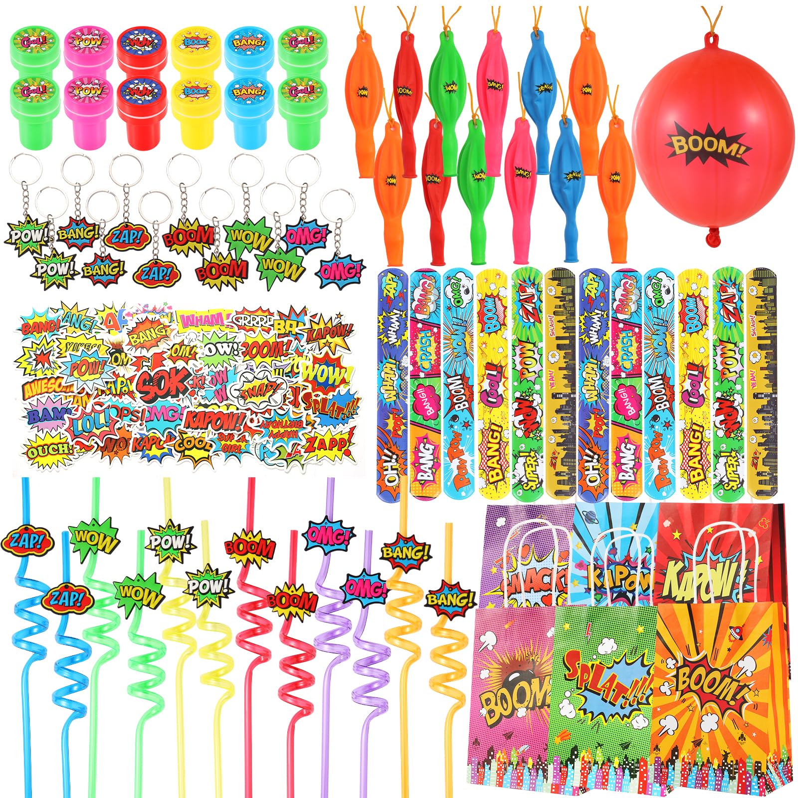 Amazon.com: LiYiQ 122 Pcs Hero Party Favors with Hero Punch Balloons ...