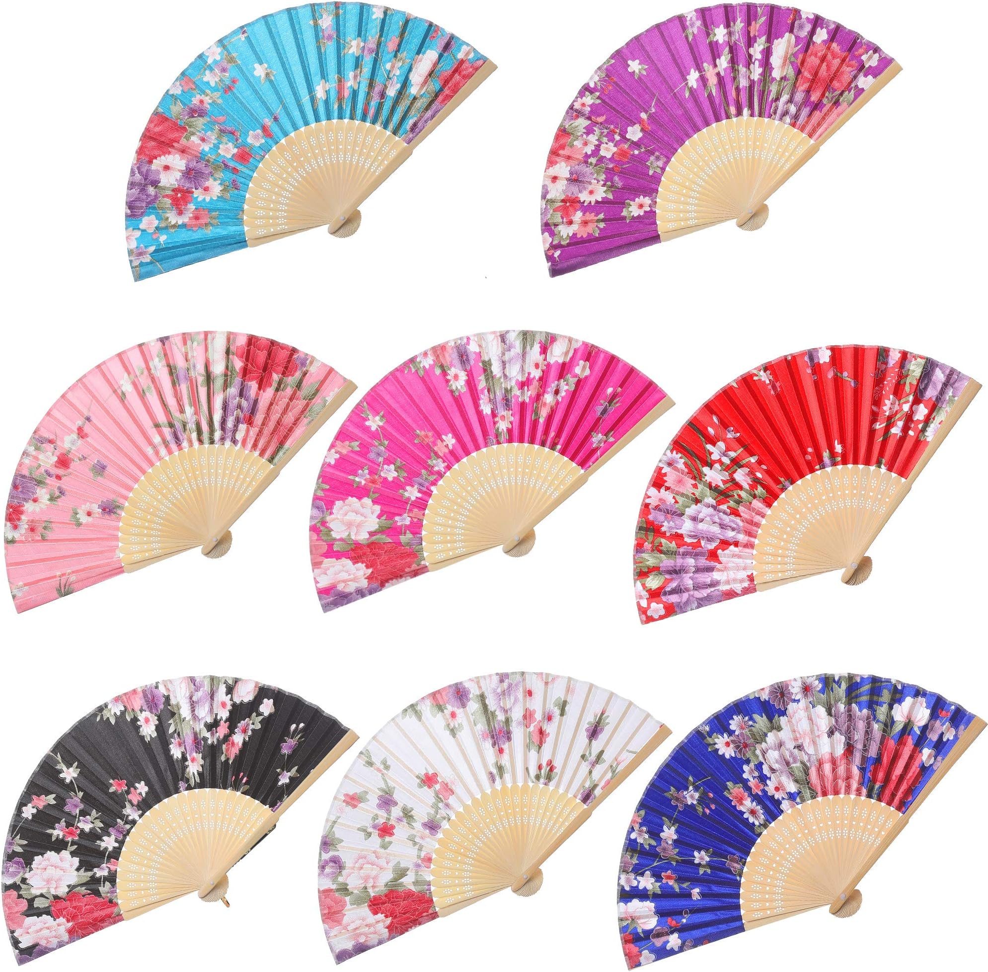 Amazon.com: BABEYOND 8pcs Floral Folding Hand Fan Vintage Handheld ...