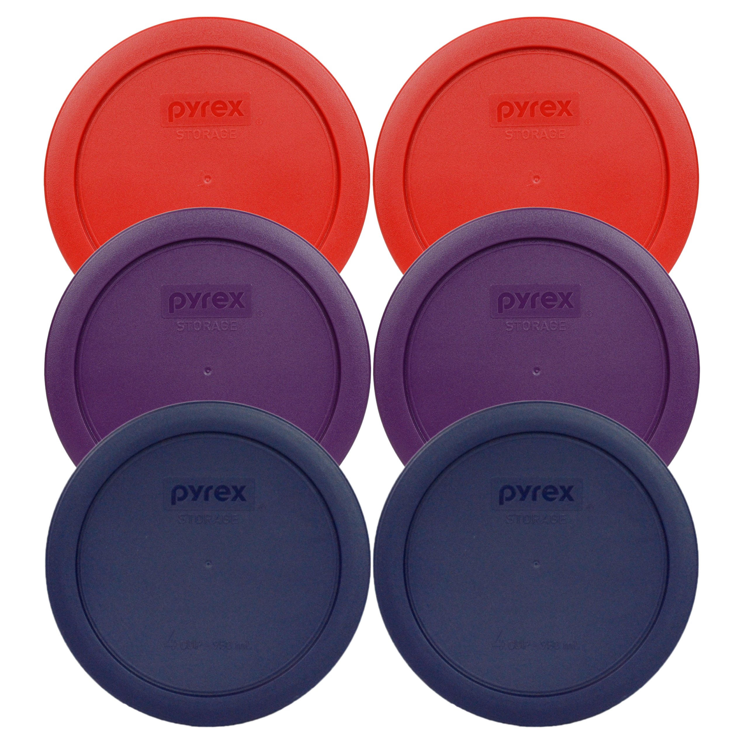 Amazon.com: Pyrex 7201-PC (2) Poppy Red, (2) Purple, & (2) Blue Round 4 ...