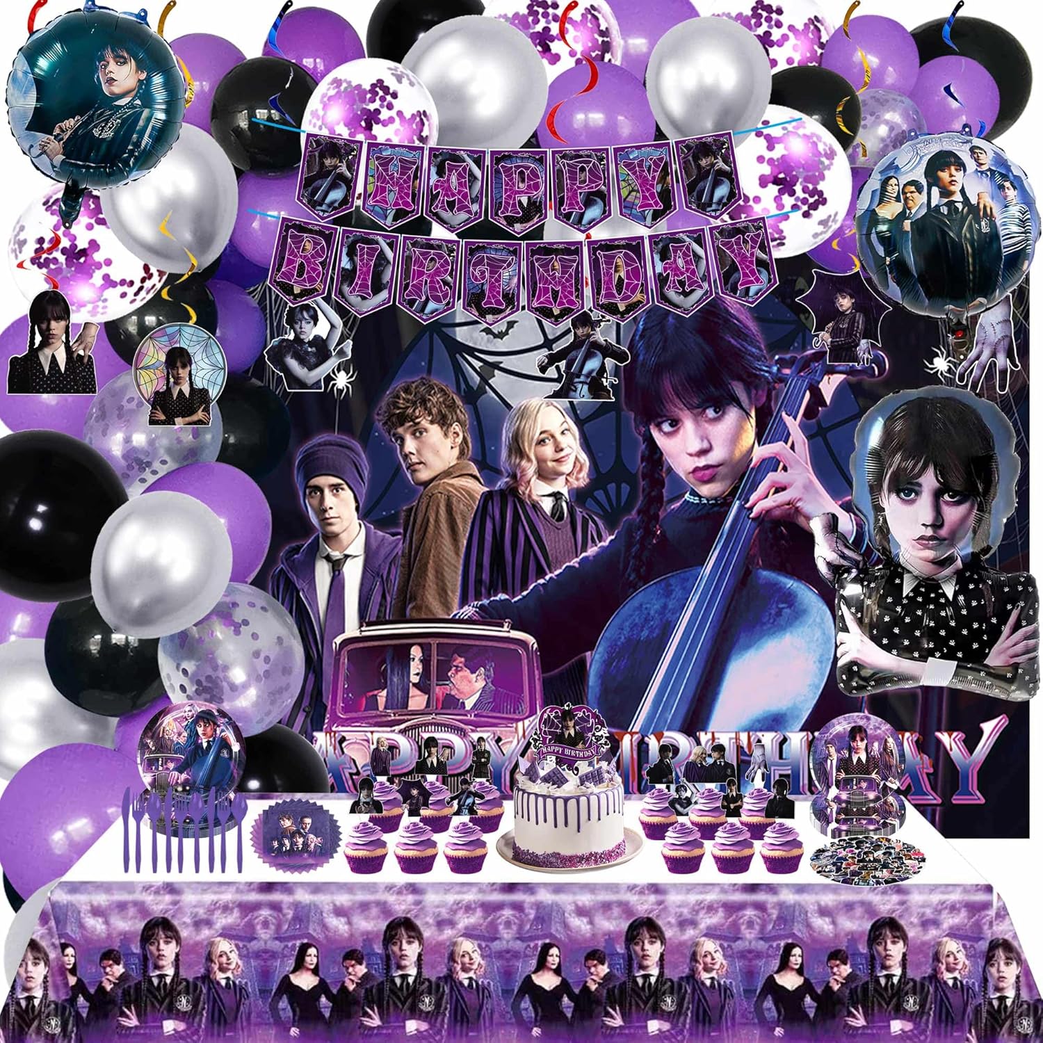 Amazon.com: Wednesday Addams Birthday Supplies, Mega Wednesday Party ...