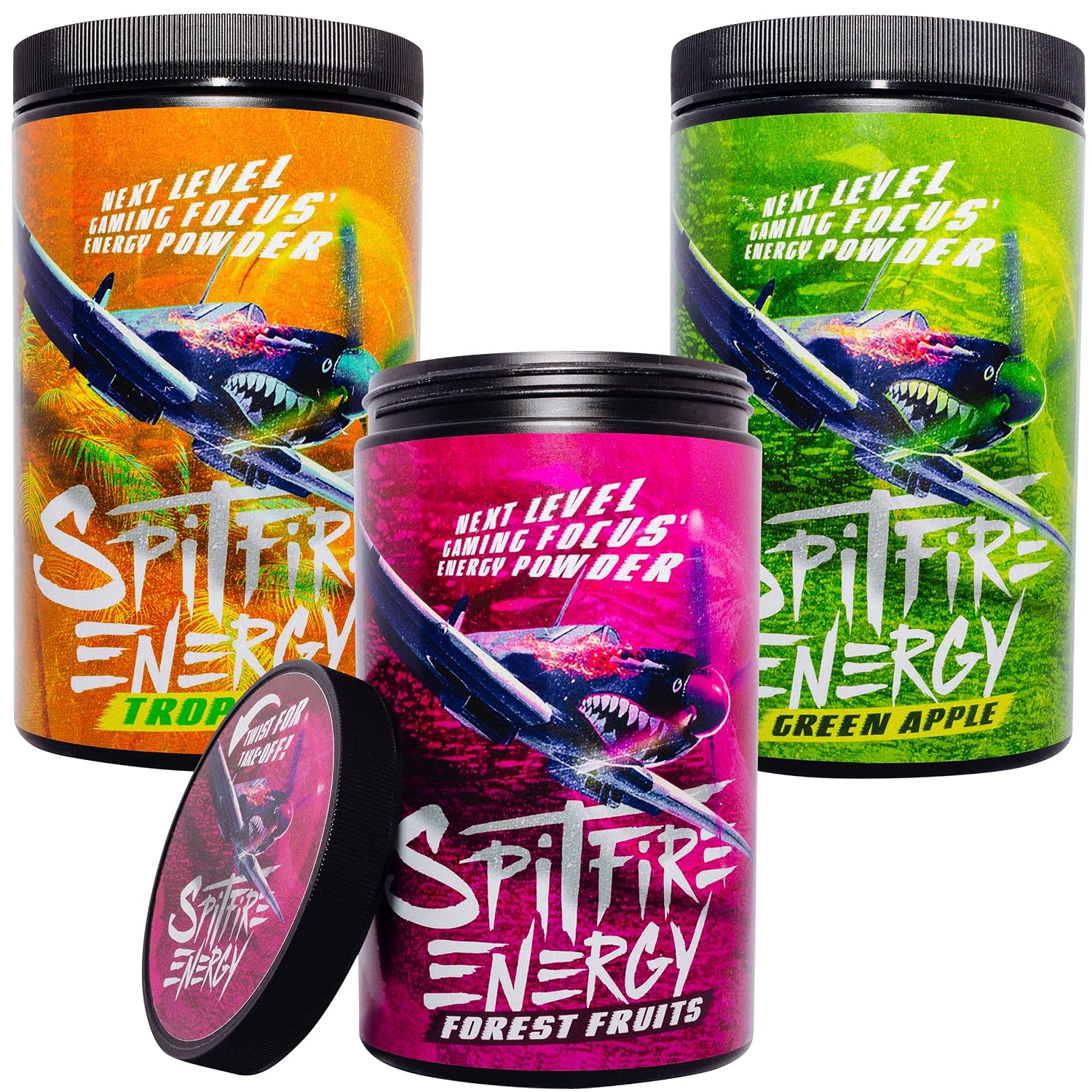 Spitfire Energy Drink für Gamer - Tropical + Waldfrüchte + Grüner Apfel ...