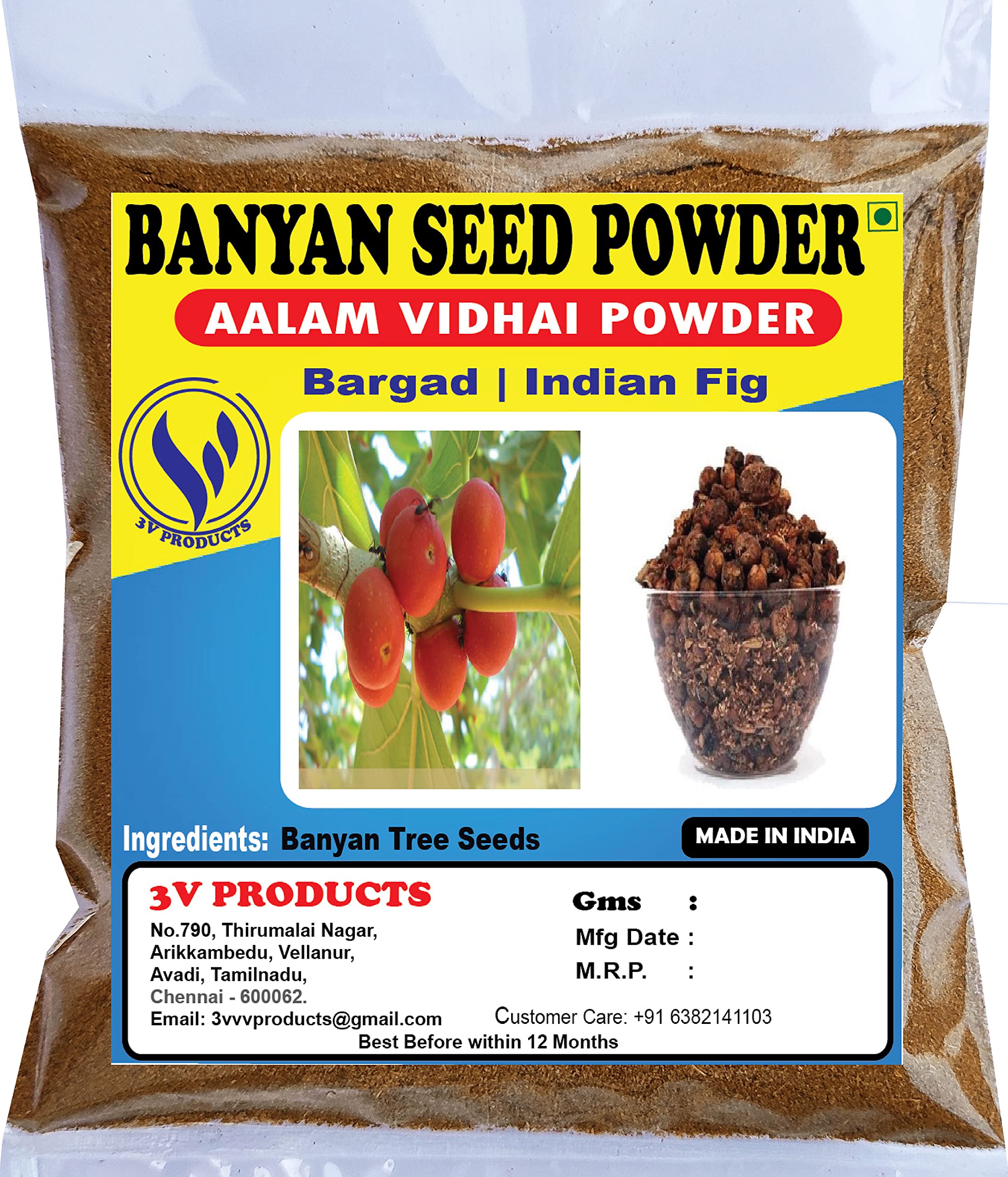 Buy 3V PRODUCTS: Aalam Vidhai Powder 1Kg | Banyan Seed Powder | Bargad ...