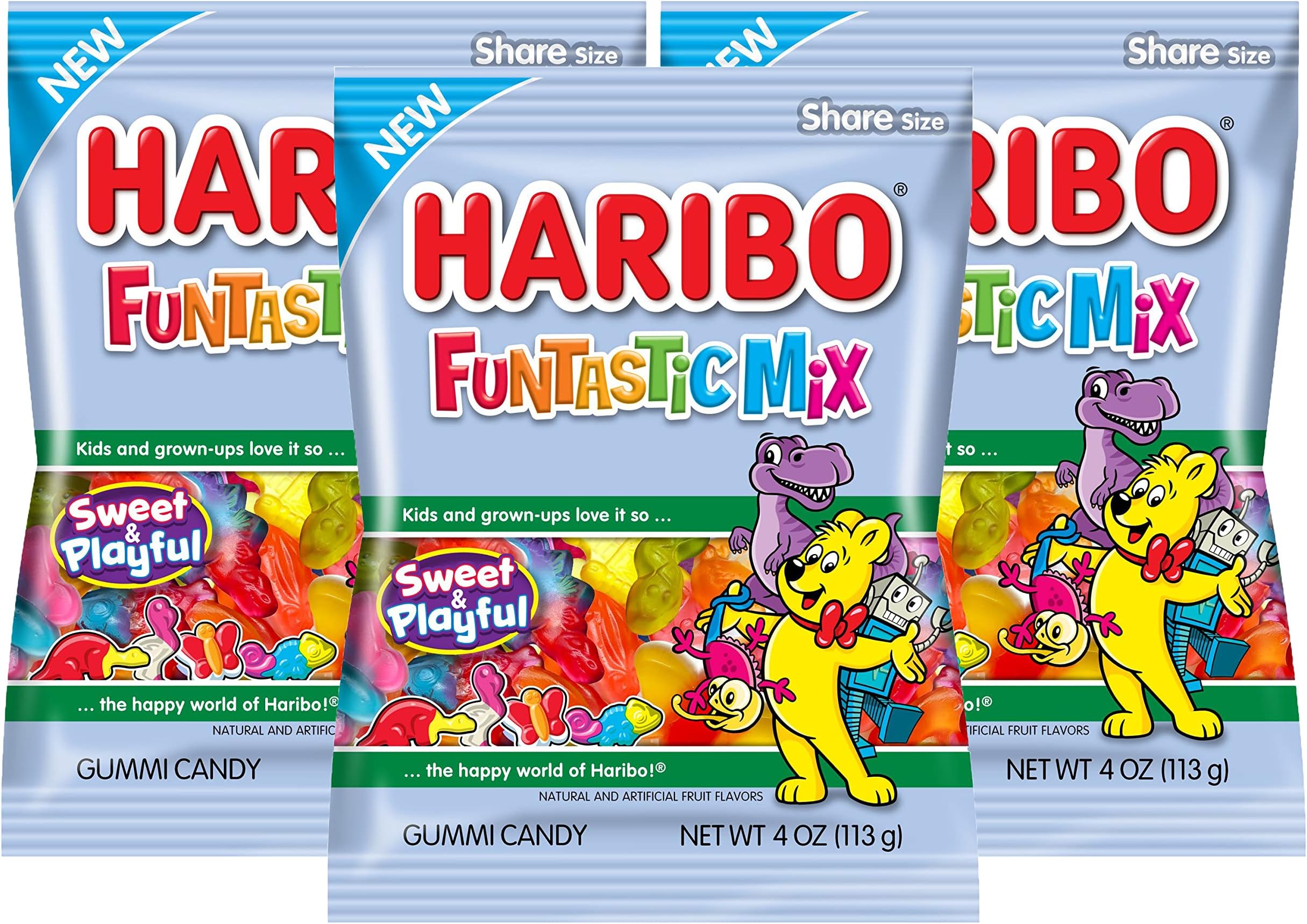 Amazon.com : Haribo Funtastic Mix Share Size Gummy Candy-Sweet and ...