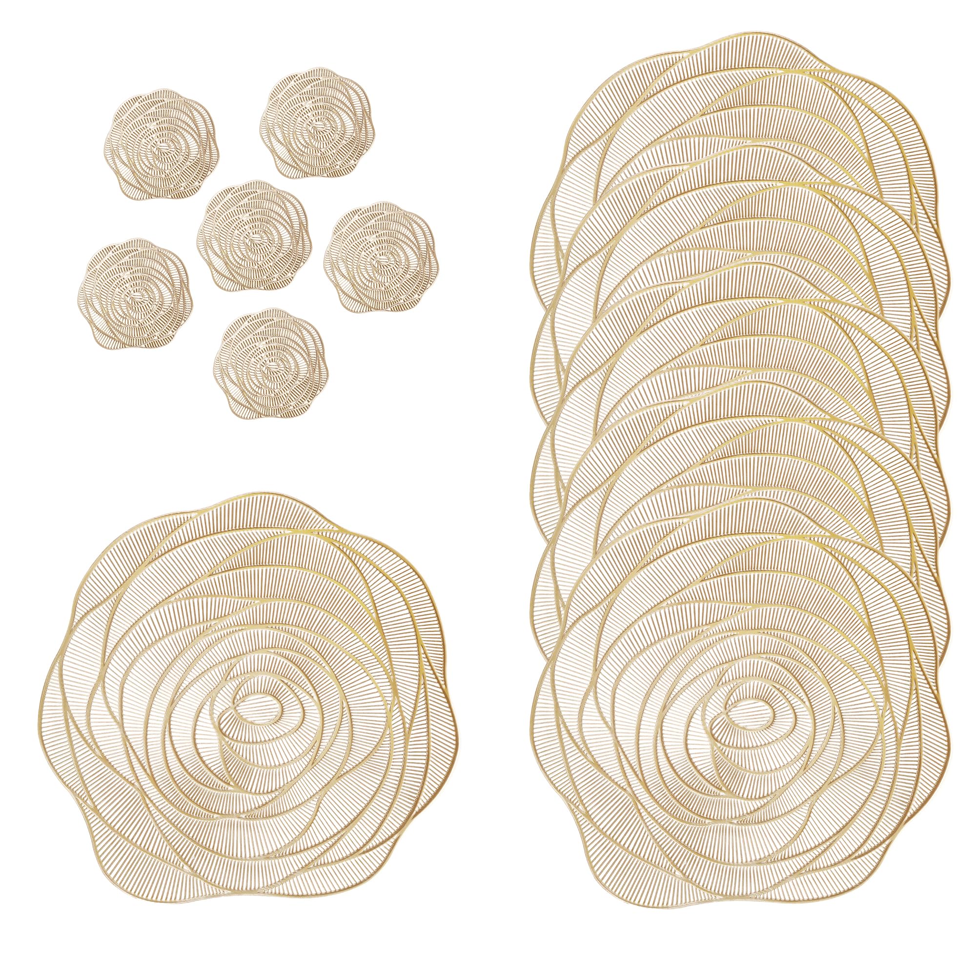 Amazon.com: fanquare Gold Round Placemats and Coasters Set of 12 Rose ...