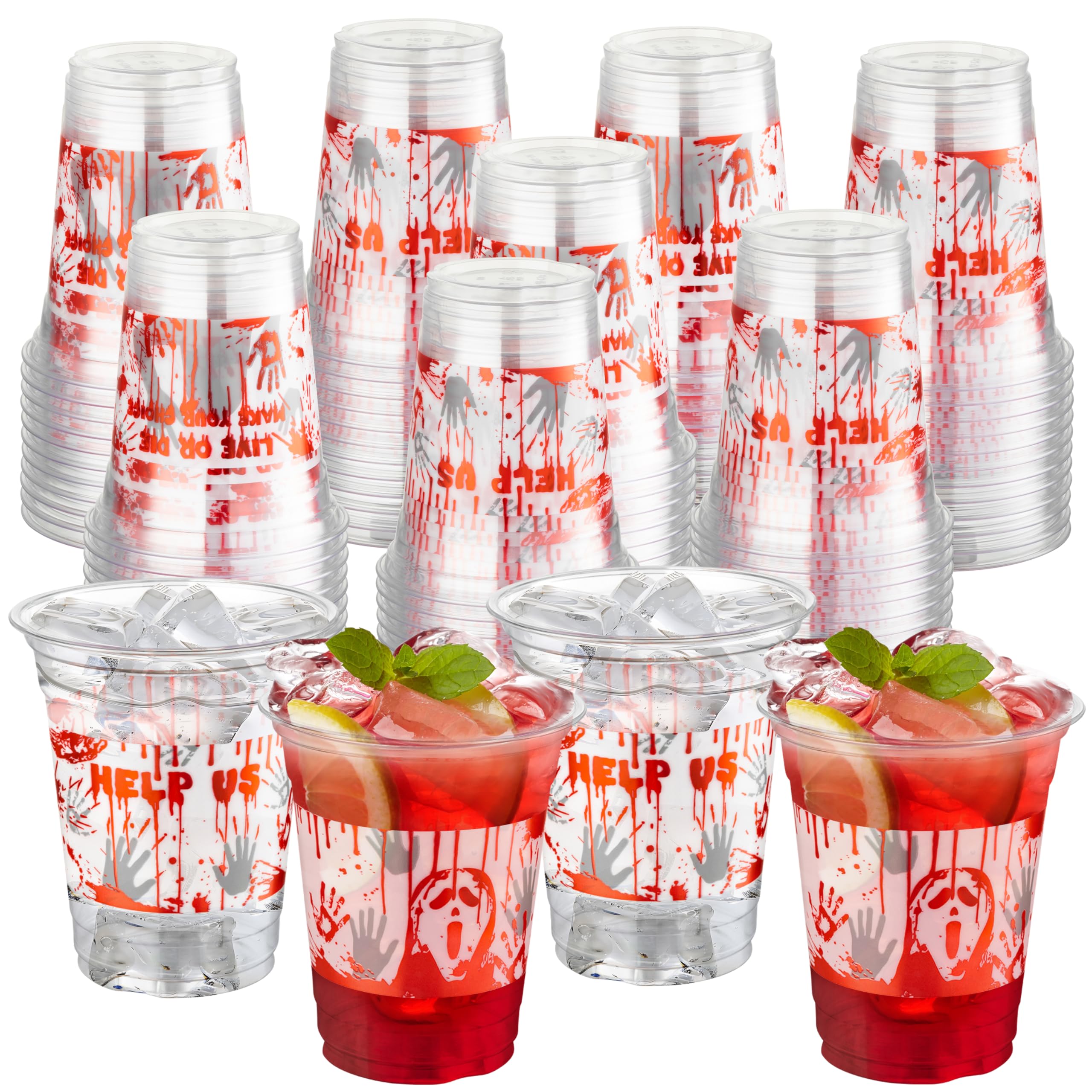 Amazon.com: G1ngtar 100Pcs Bloody Halloween Party Plastic Cups - 12 Oz ...