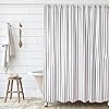 Amazon.com: HALL & PERRY Modern Transitional White Stripe Shower Curtain with Tassels - Vertical ...