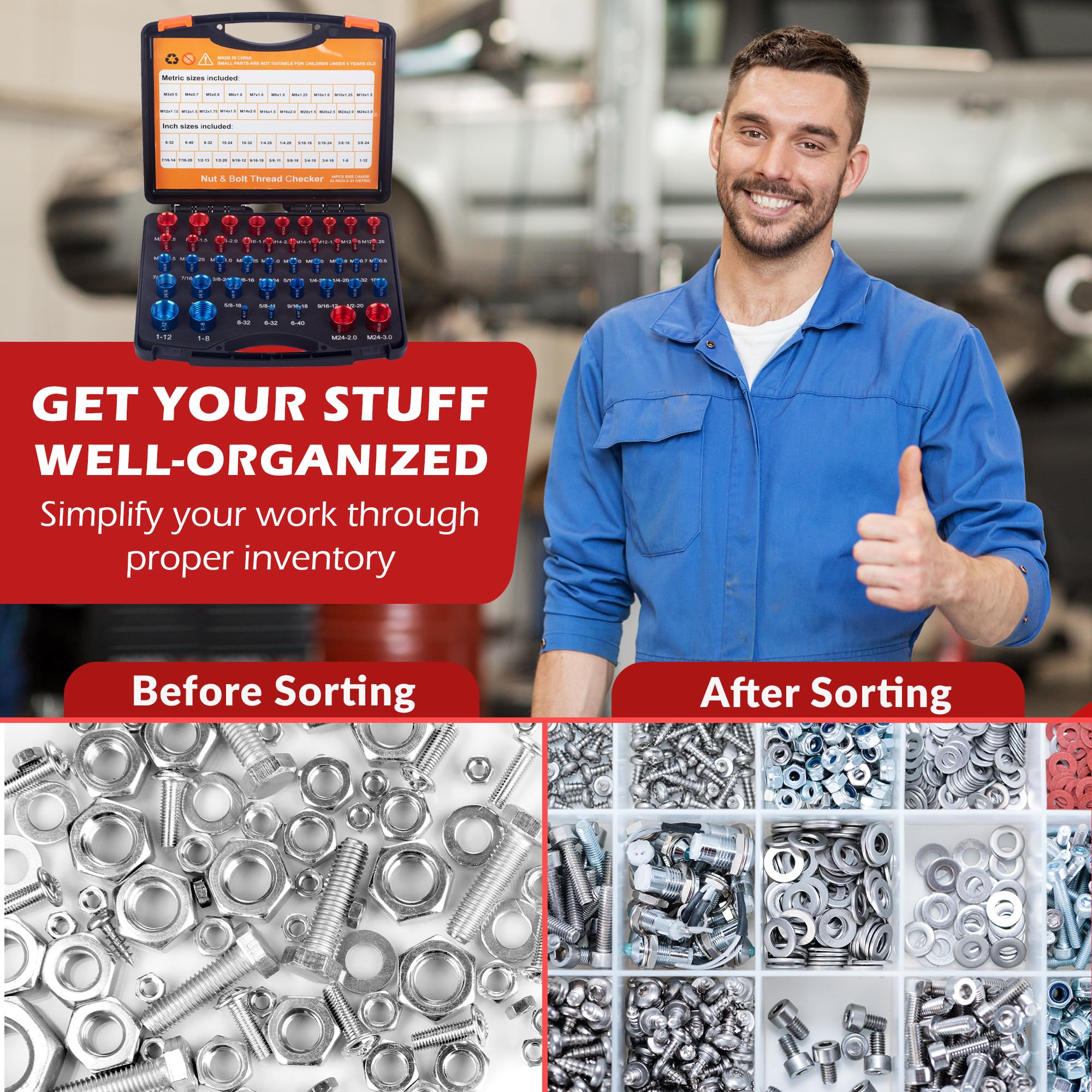 Snapklik.com : Stalye Nut And Bolt Thread Checker - Practical Nut And ...