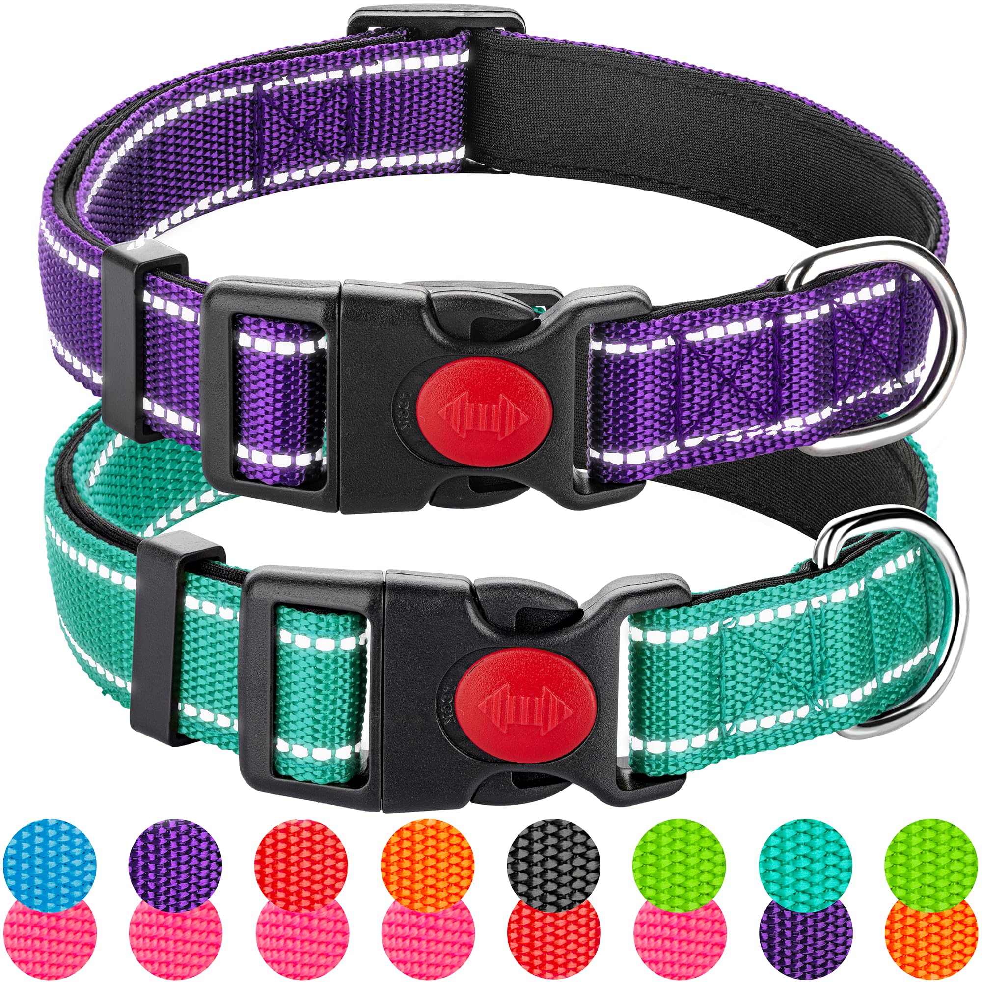 Amazon.com : 2 Pack Reflective Dog Collars for Medium Dogs Girl Boys ...