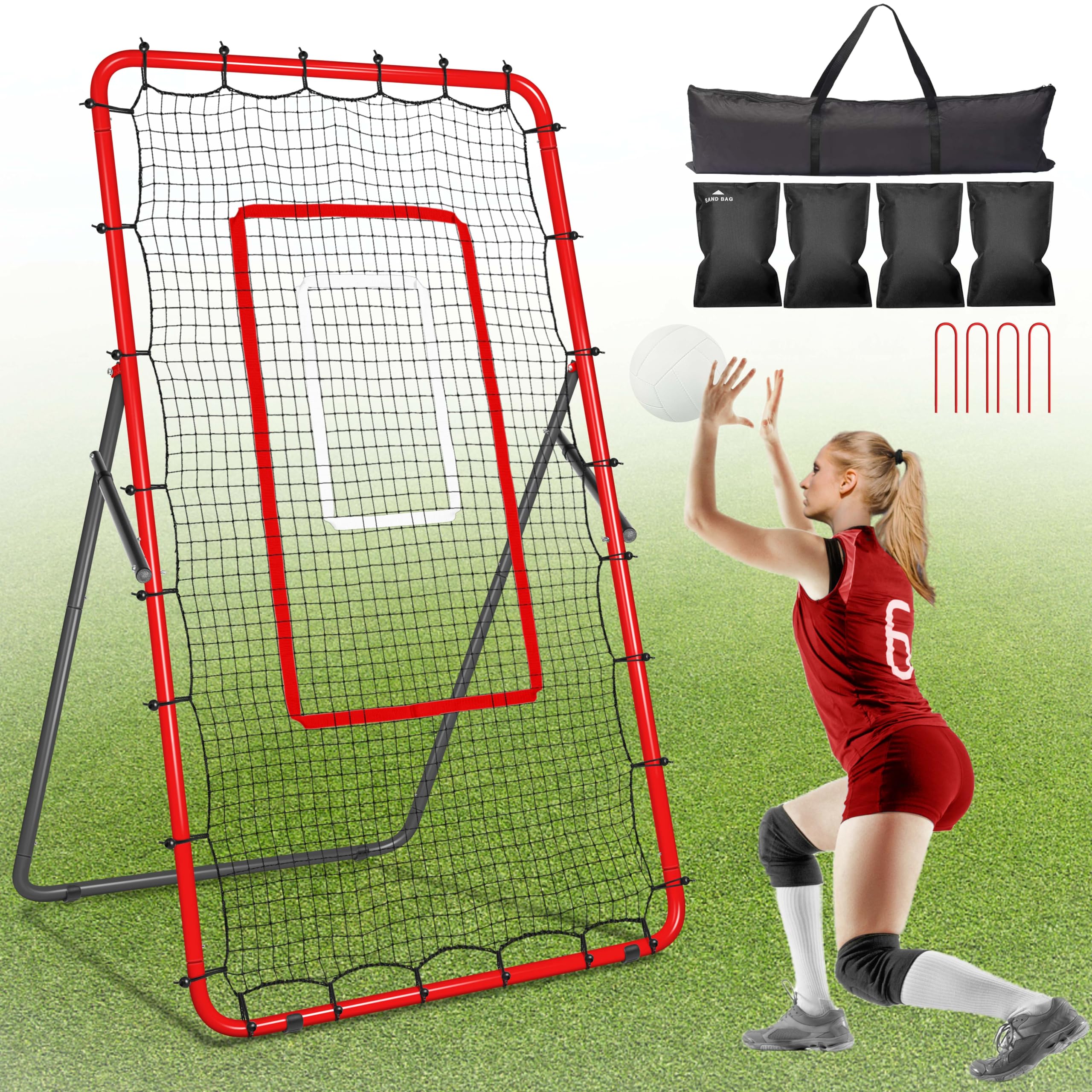 Amazon.com : VSSAL Adjustable Volleyball Rebounder Net 7x4 ft ...