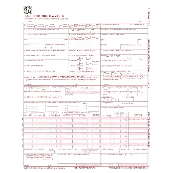 Buy NEW CMS 1500 Claim Forms - 3,500 Sheets (02/12 Version) for Laser ...