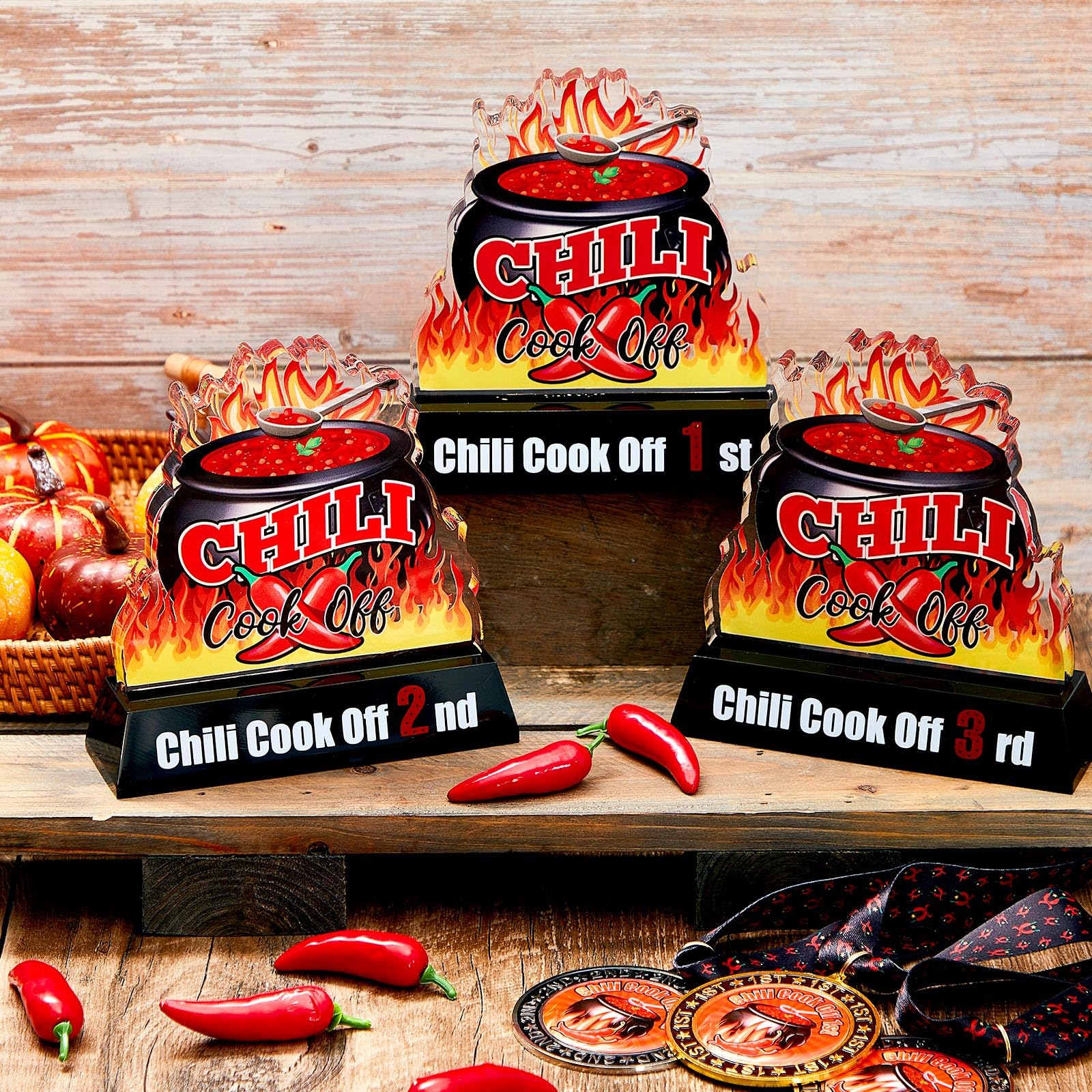Snapklik.com : 6 Pcs Chili Cook Off Trophies Medals Chili Cook Off ...
