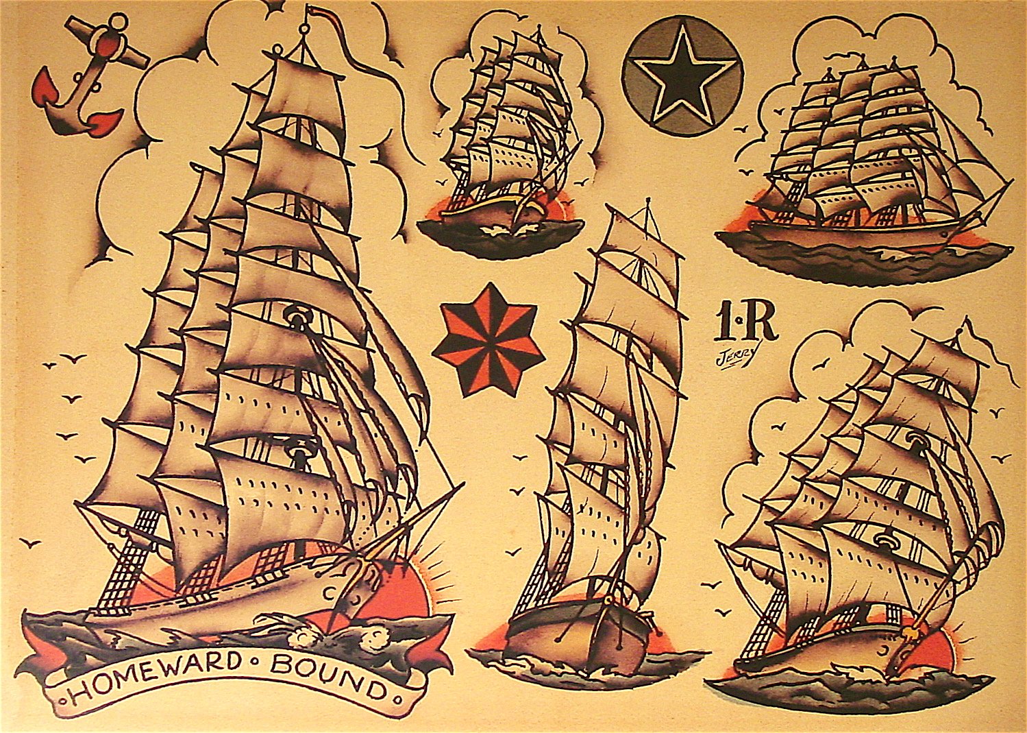 Sailor Jerry Ship Drawing