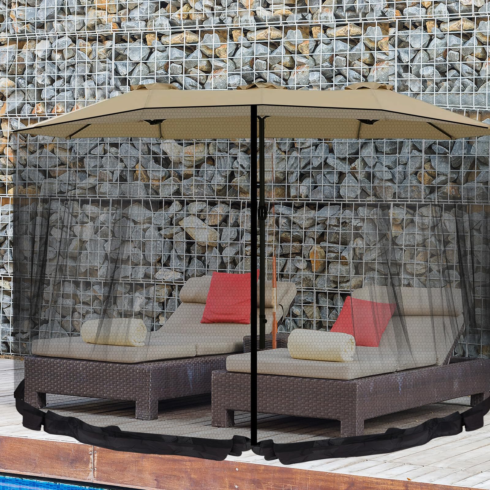 Snapklik.com : Wesnoy 13-15 Ft Umbrella Mosquito Netting Patio