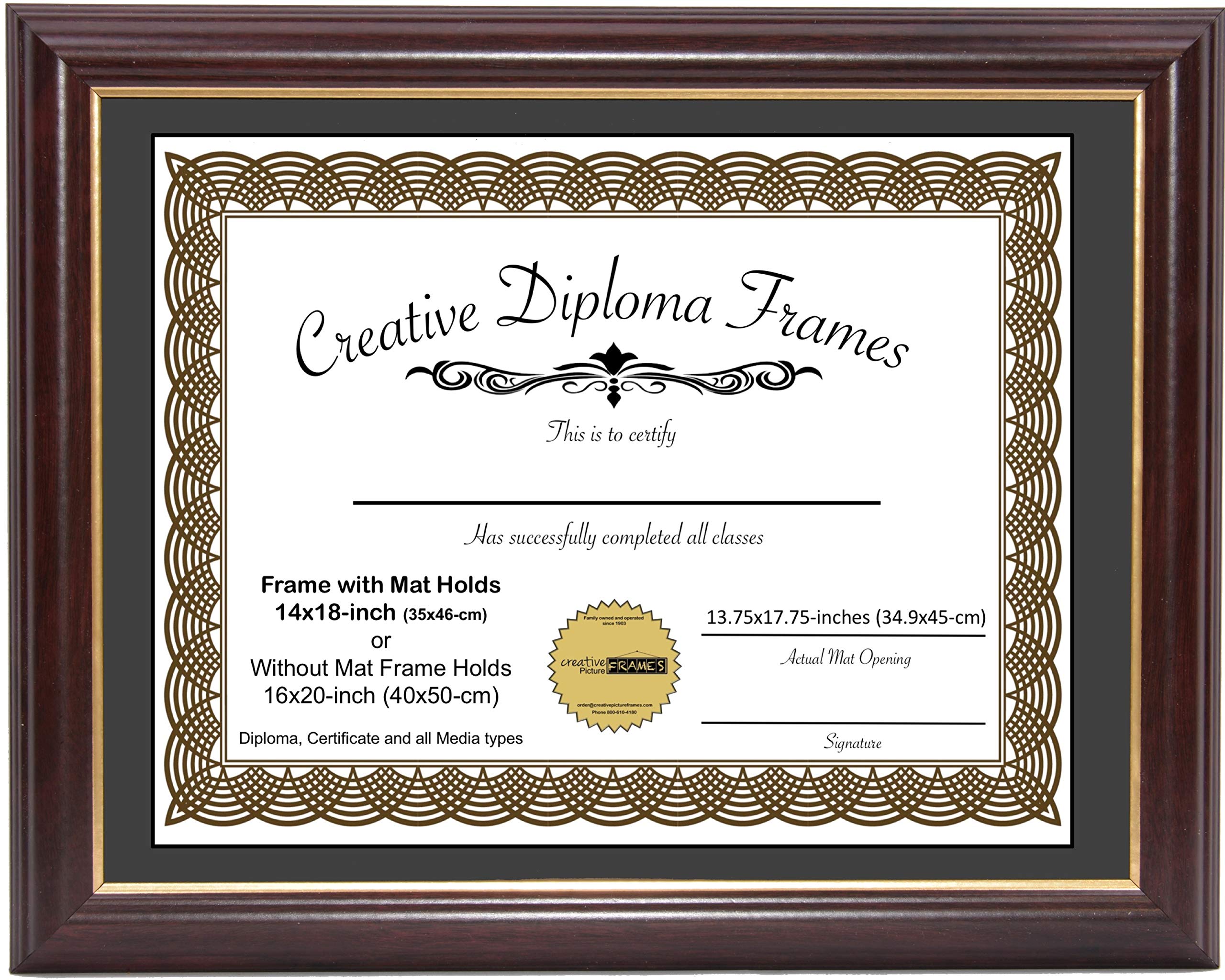 Buy CreativePF [14x18-Diploma] Mahogany Frame with Gold Rim, Black ...