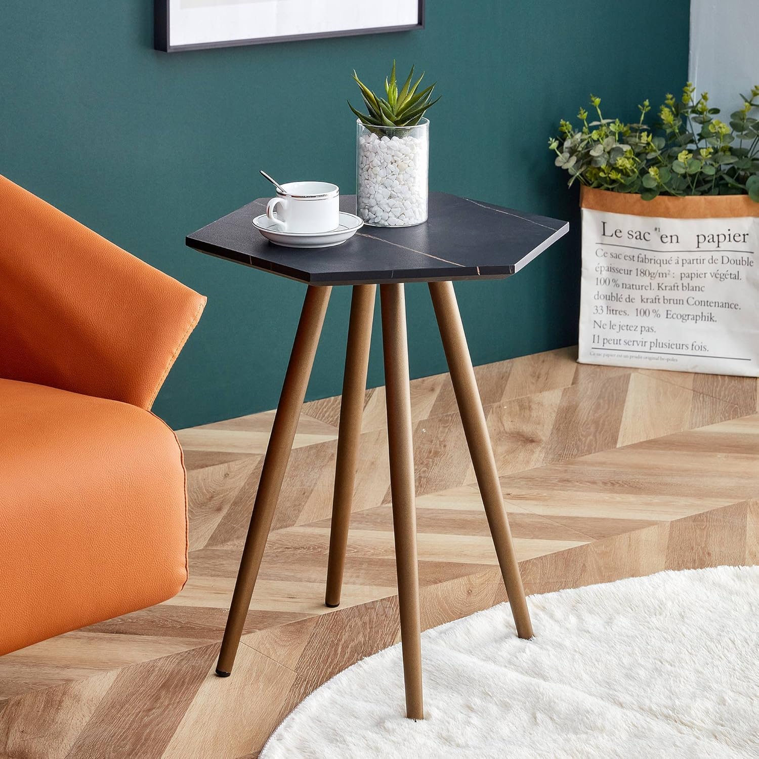 Amazon.com: Modern Faux Marble Circular End Table - Small Accent Coffee ...