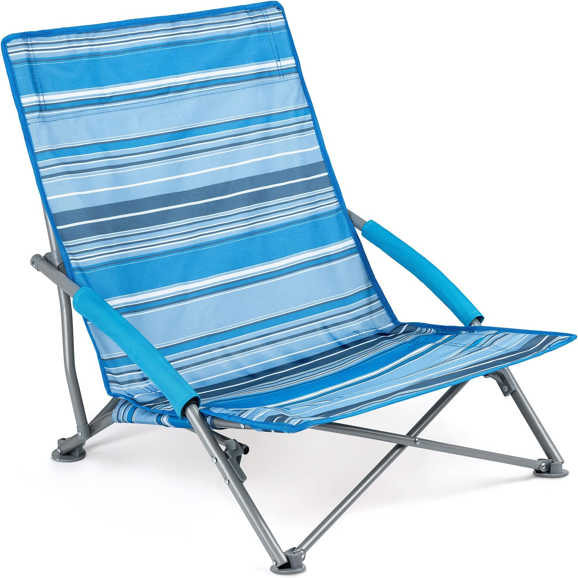 SUNMER Set of 2 Folding Beach Chair with Side Pocket & Carry Bag ...