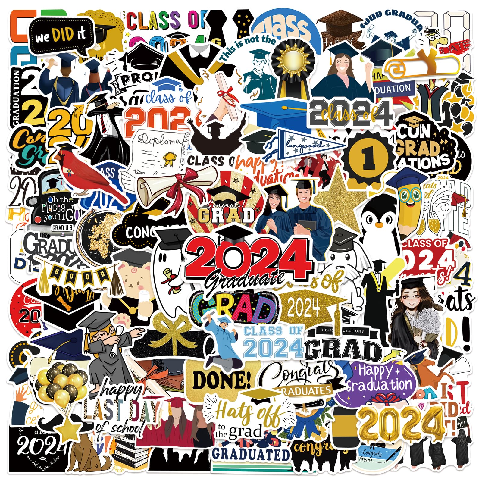 Amazon.com: 100 Pcs Graduation Stickers 2024, College Stickers, Class ...