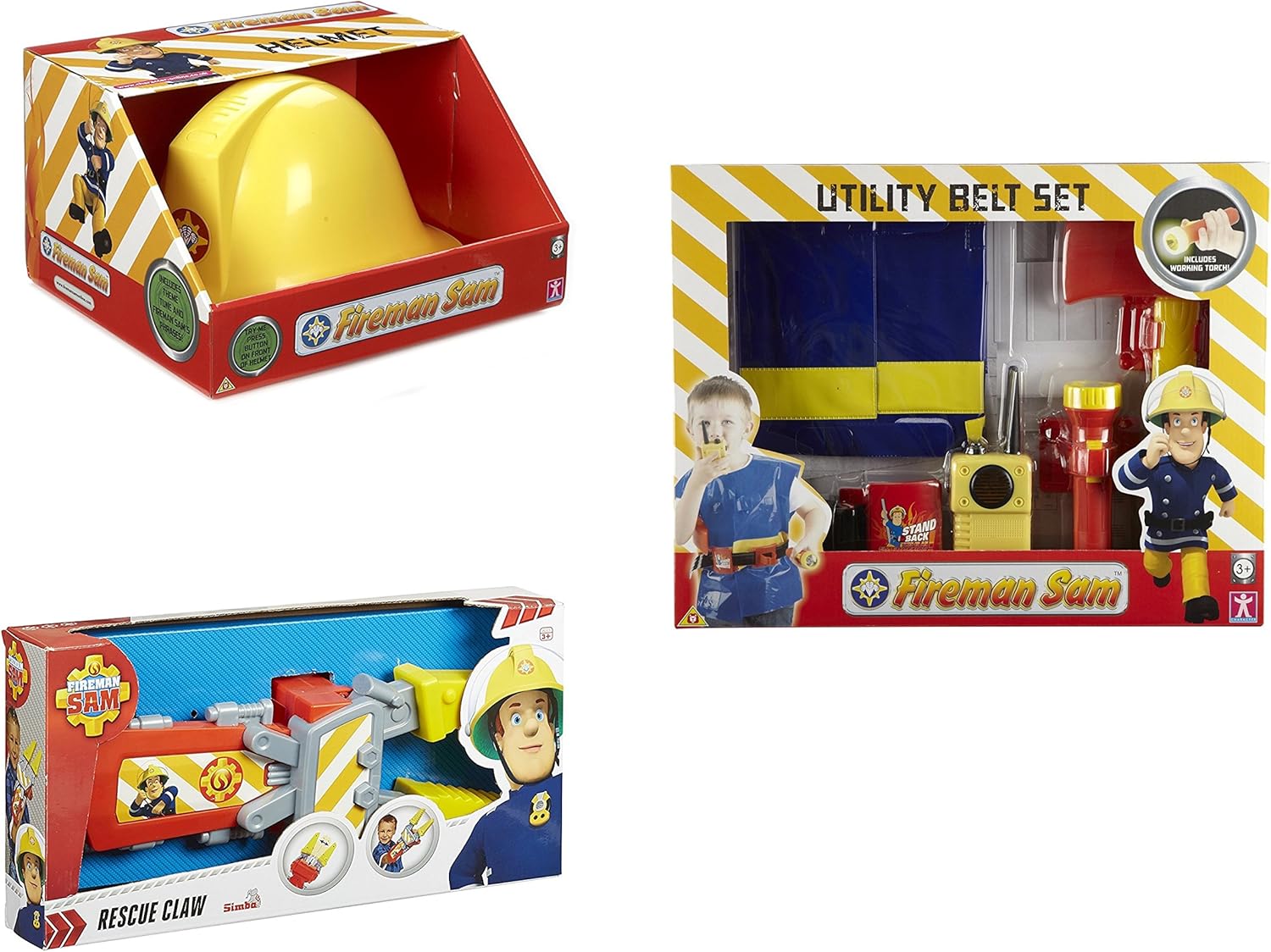 Fireman Sam Rescue Claw, Utility Belt & Helmet With Sounds Toy Playset ...