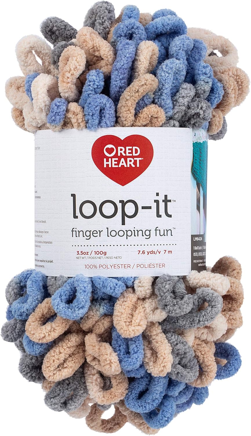 Red Heart E884.9104 Loop-It Yarn Beige and Blue Bayou : Amazon.ca: Home