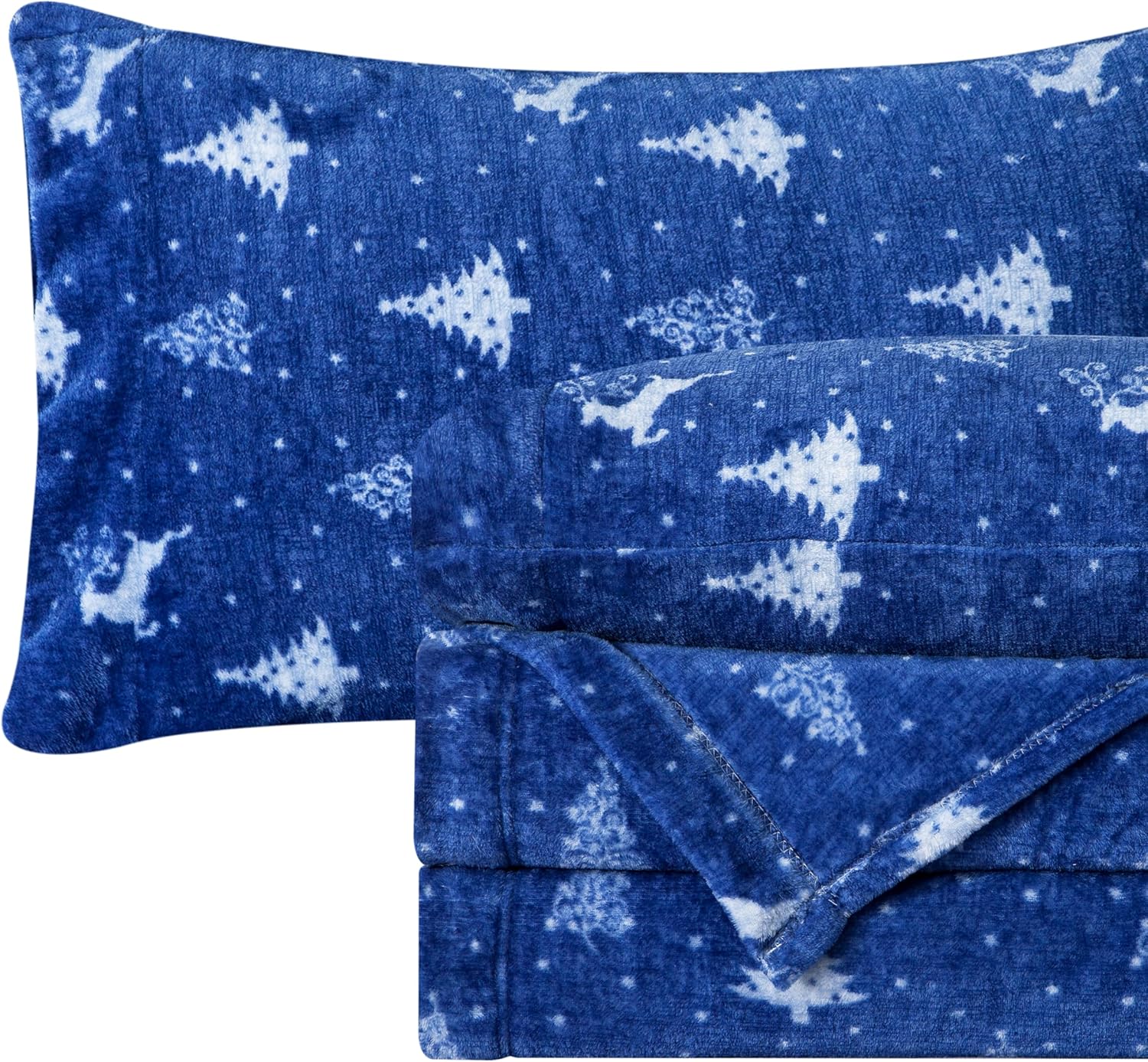 Elegant Comfort Luxuriously Soft 4-Piece Holiday Velvet Plush Flannel ...