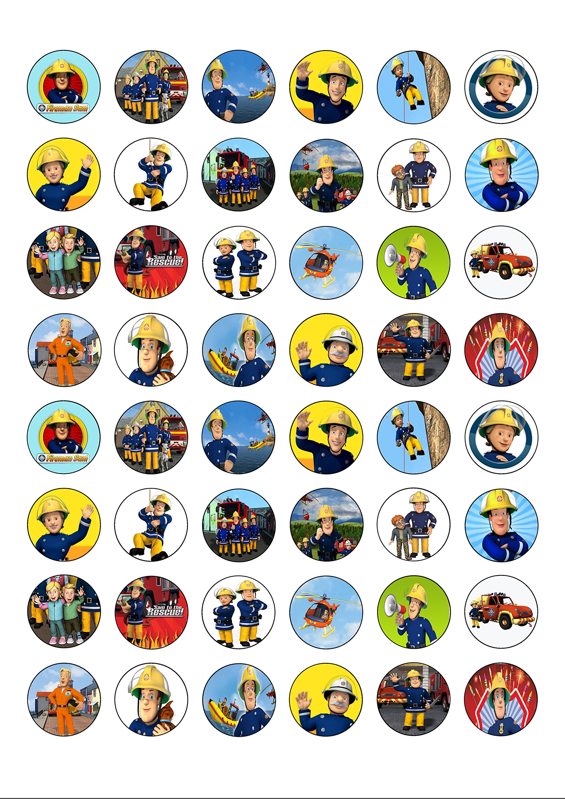 Buy 48 Fireman Sam Penny Circle Shaped Edible Wafer Paper Cake Buy 48 Fireman Sam Penny Circle Shaped Edible Wafer Paper Cake