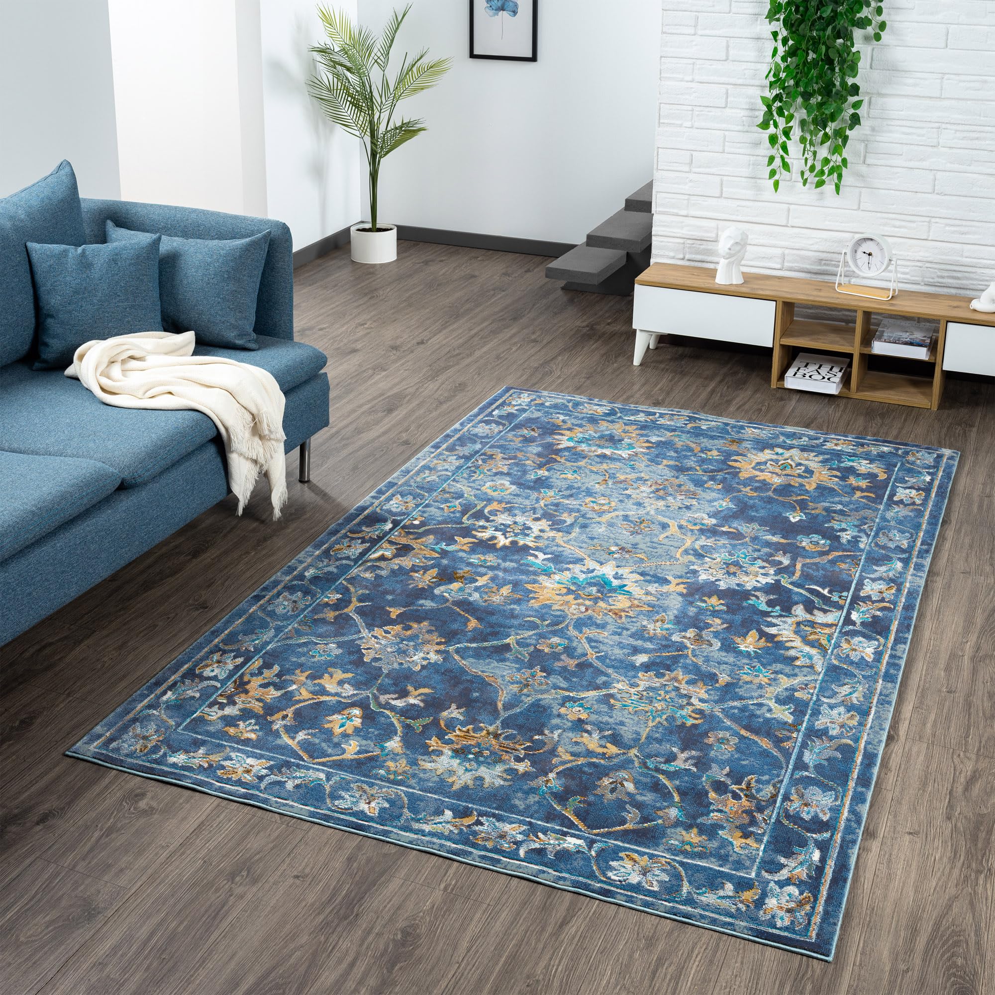 Amazon.com: LR Home Gala Collection Area Rug, 8'9" x 11'9", Indigo ...
