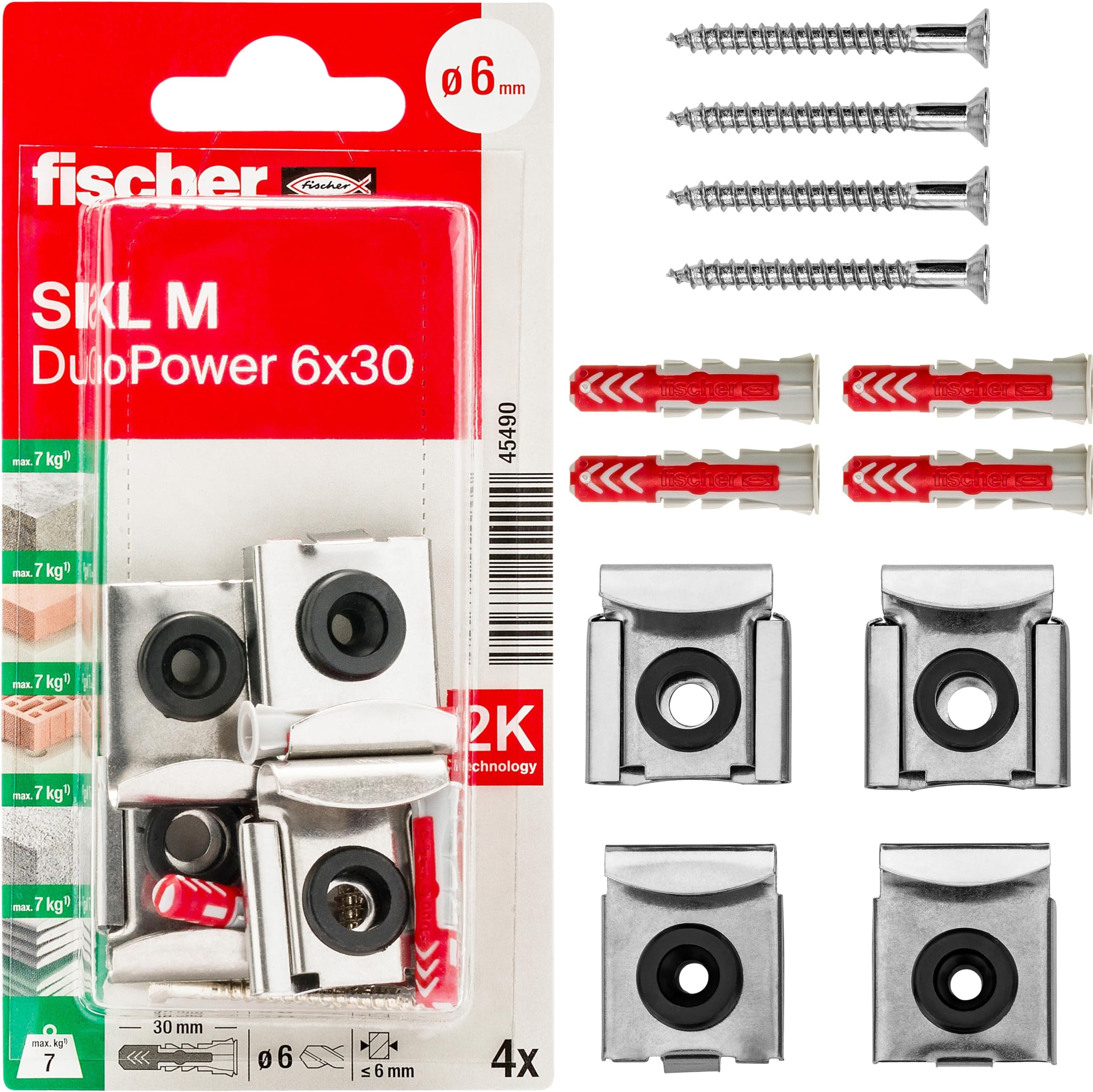 Fischer Kit Appendi Specchi Con Tasselli Duopower per Fissaggio su Muro o Cartongesso, SKL-M ...