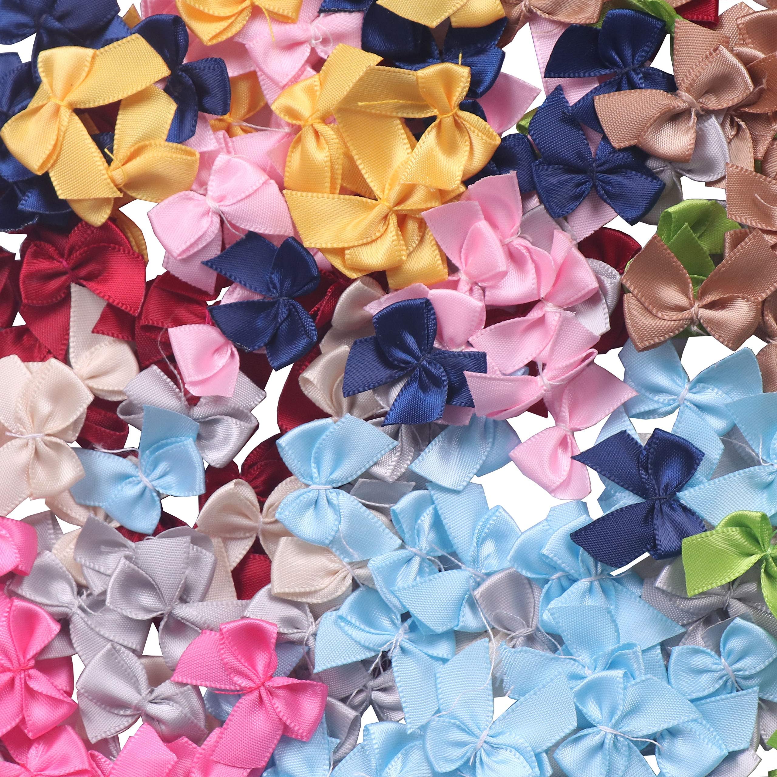 Amazon.com: Colorful 100 Assorted Smallest Satin Ribbon Bows Size 10 mm ...