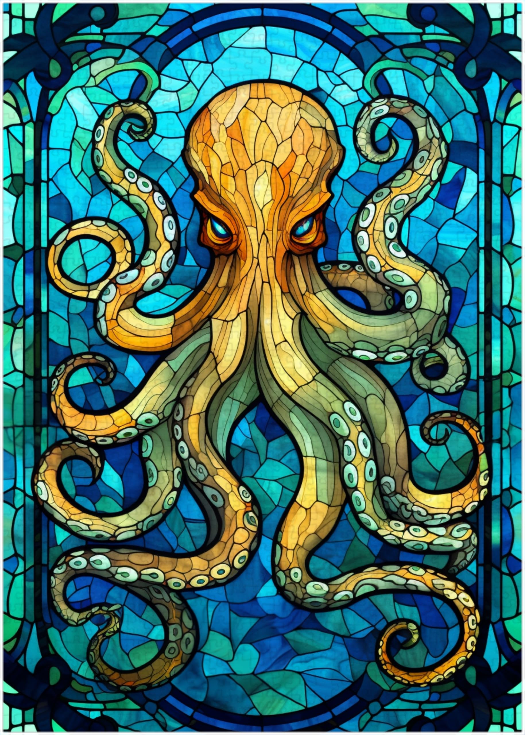 Amazon.com: Stained Glass Octopus Jigsaw Puzzle 1000 Pieces for Adults ...