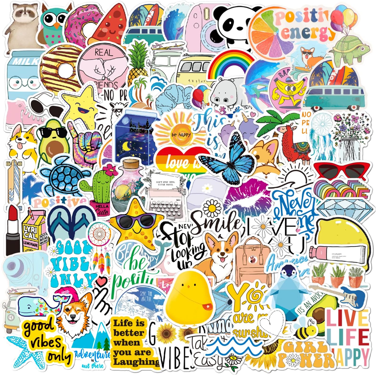 Sun Awesome 100 Pcs Cute Aesthetic Waterprof Vinyl Anime Stickers for ...