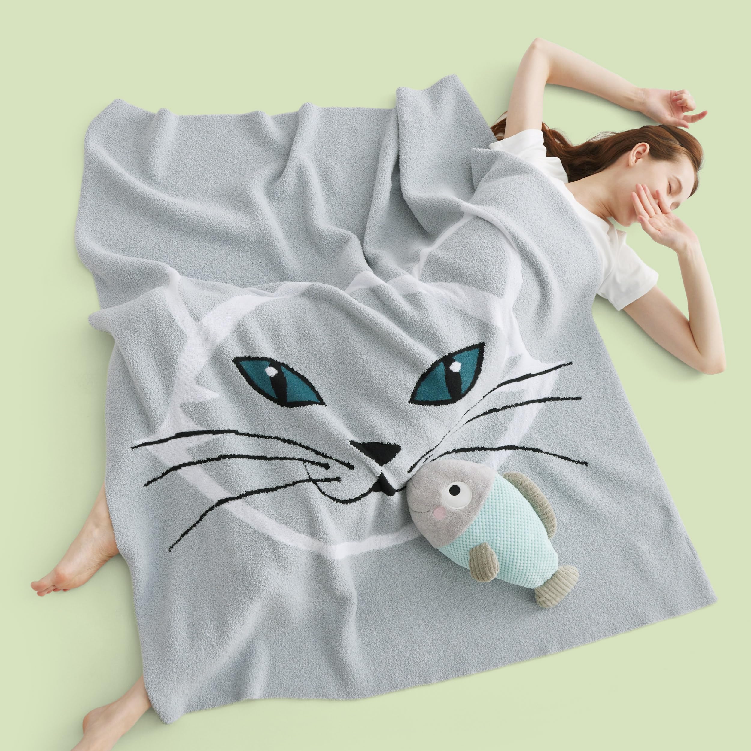 Amazon.com: Bedsure Cat Cute Knit Throw Blanket – Soft, Warm & Cozy ...