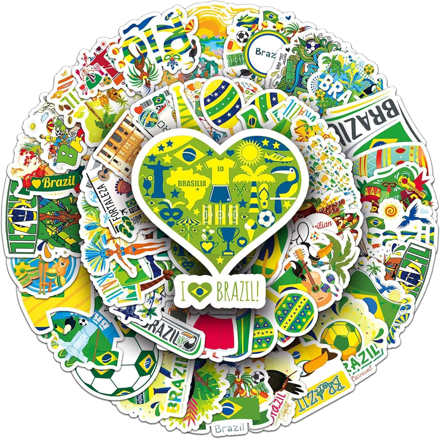 Brazil Stickers, 50PCs Brazilian Vinyl Decals for Laptop, Hydro Flask ...
