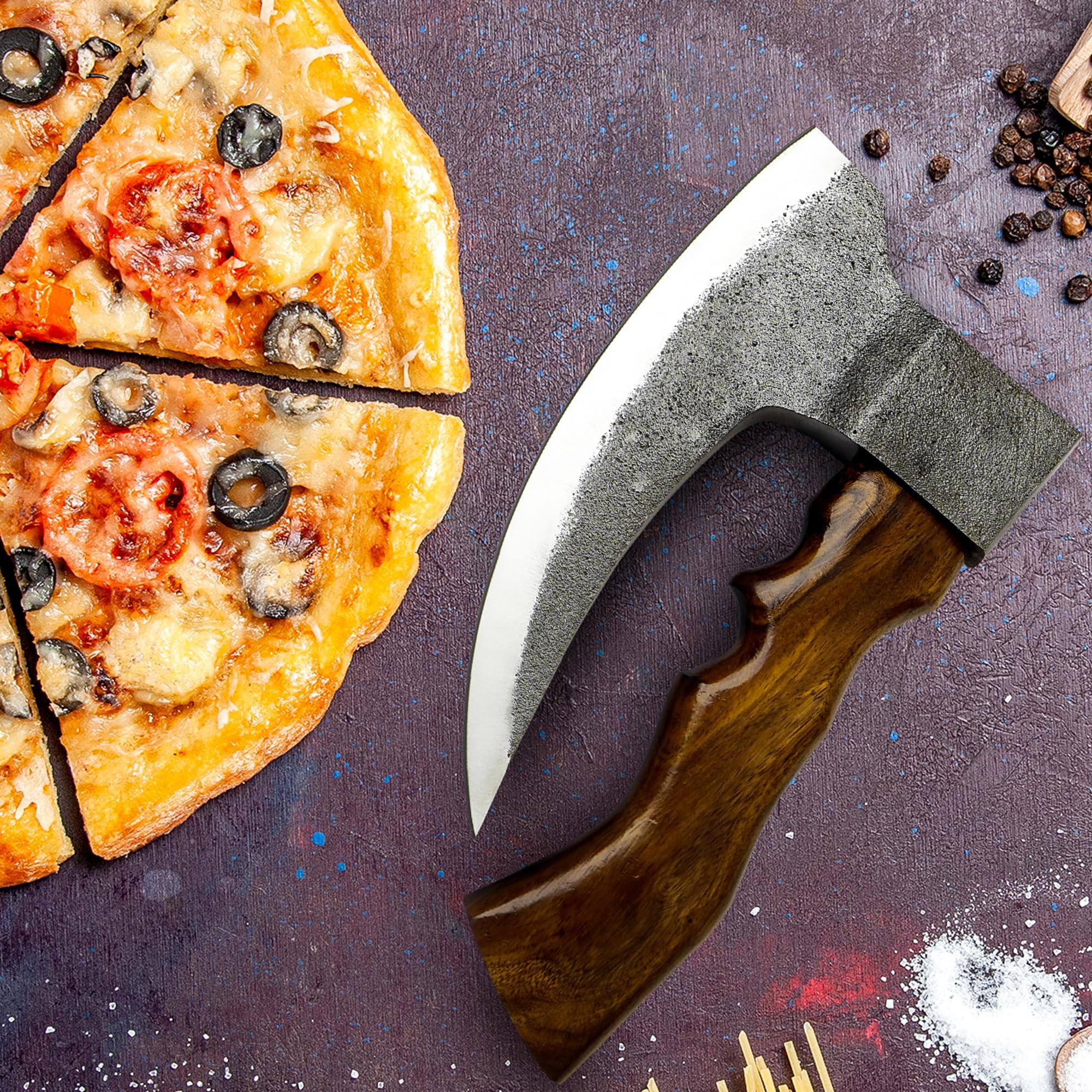 Amazon.com : Unique Handmade Viking Pizza Cutter with Wooden Handle ...