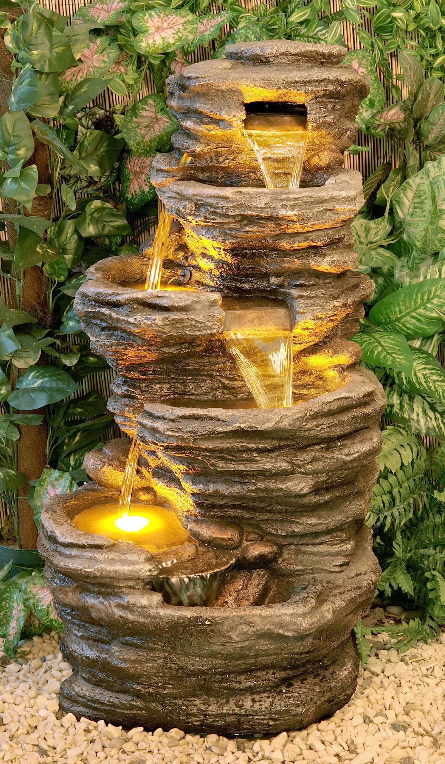 Cascading Water Feature Solar Powered Feather Duck Falls Cascading